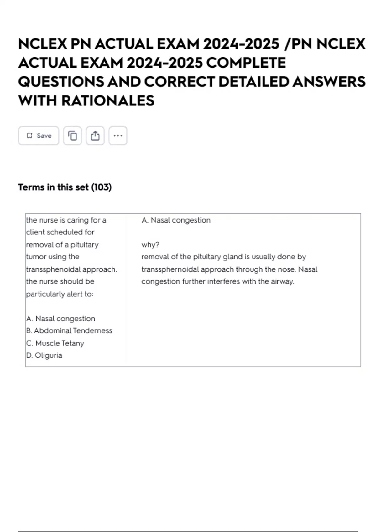 NCLEX PN ACTUAL EXAM /PN NCLEX ACTUAL EXAM COMPLETE QUESTIONS AND ...