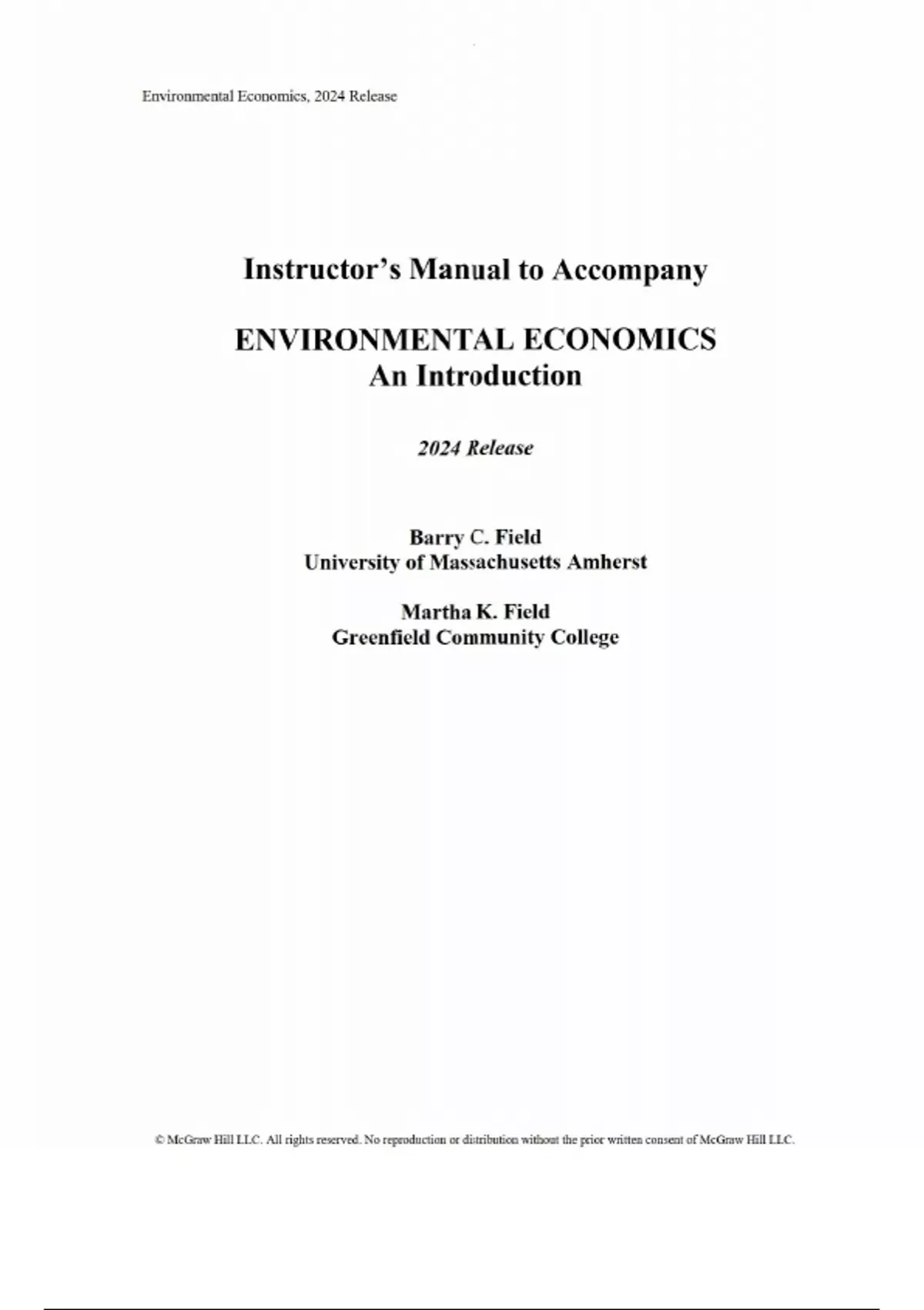 Solution Manual for Environmental Economics, An Introduction, Release ...