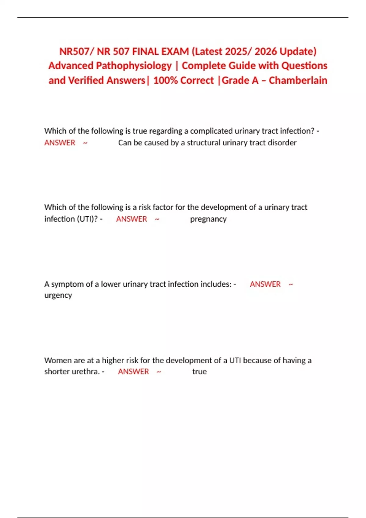 NR507/ NR 507 FINAL EXAM (Latest 2025/ 2026 Update) Advanced ...