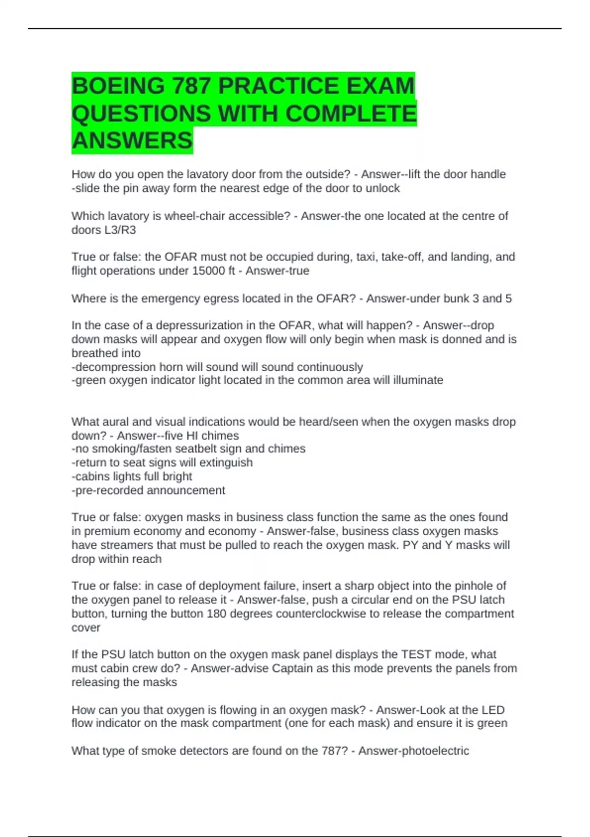 BOEING 787 PRACTICE EXAM QUESTIONS WITH COMPLETE ANSWERS - BOEING ...