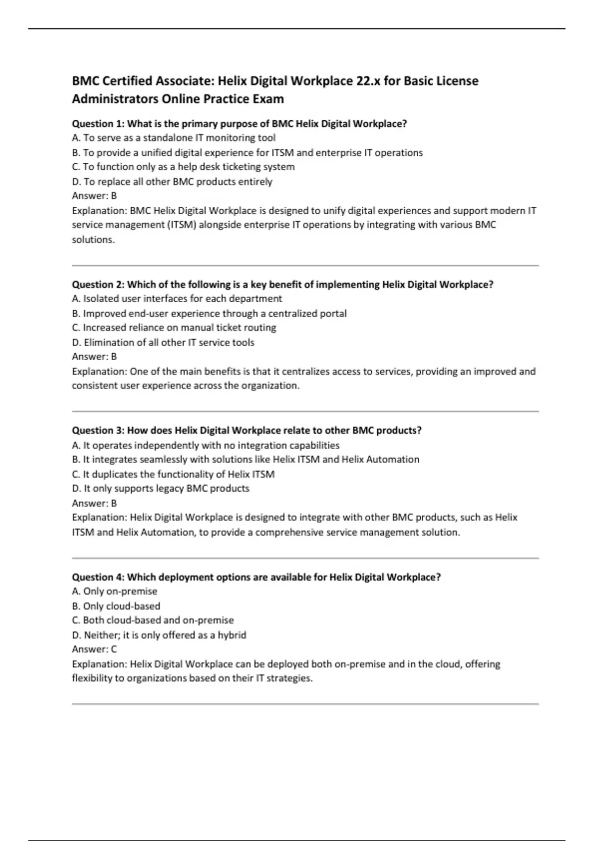 BMC Certified Associate: Helix Digital Workplace 22.x for Basic License ...