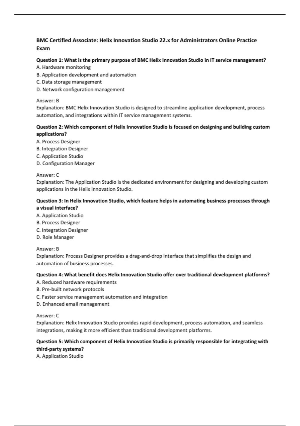 BMC Certified Associate: Helix Innovation Studio 22.x for ...