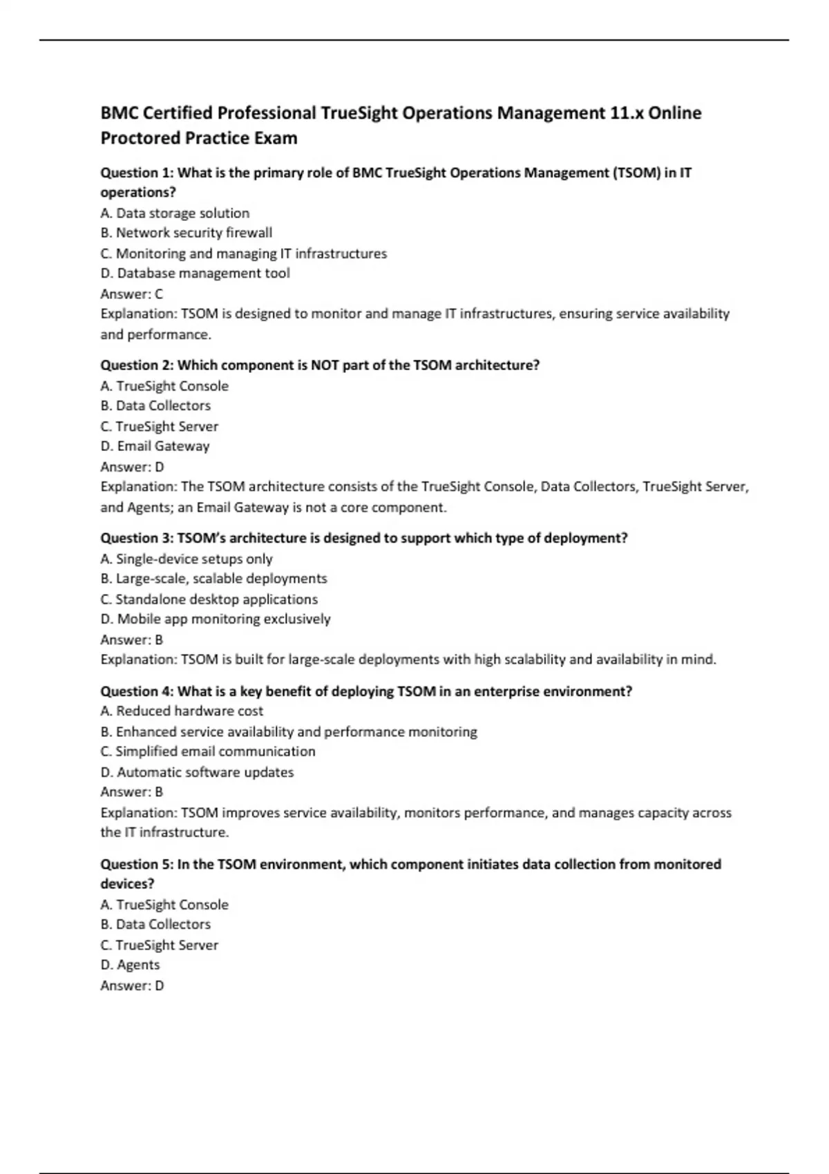 BMC Certified Professional TrueSight Operations Management 11.x Online ...