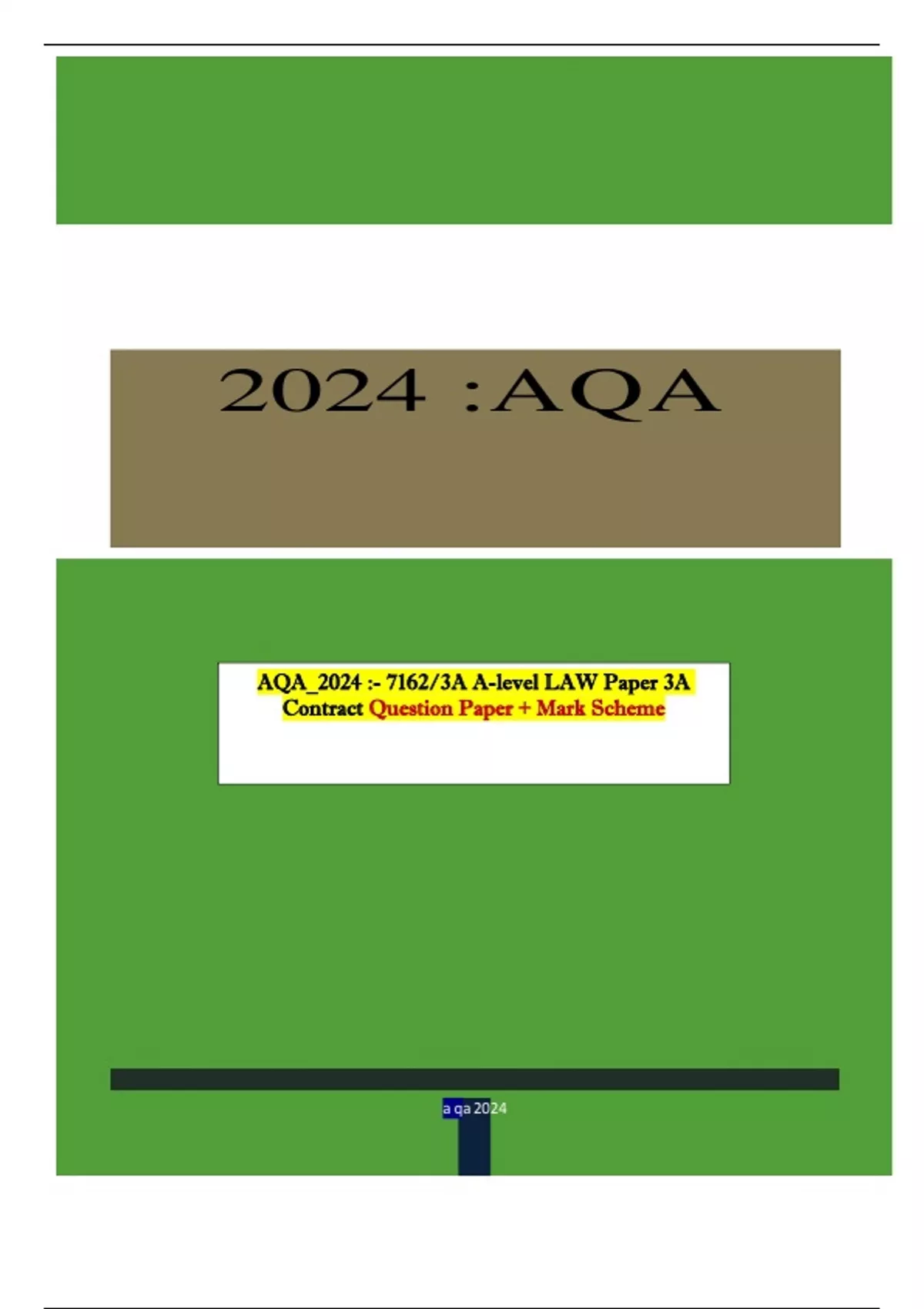 AQA_2024 :- 7162/3A A-level LAW Paper 3A Contract Question Paper + Mark ...