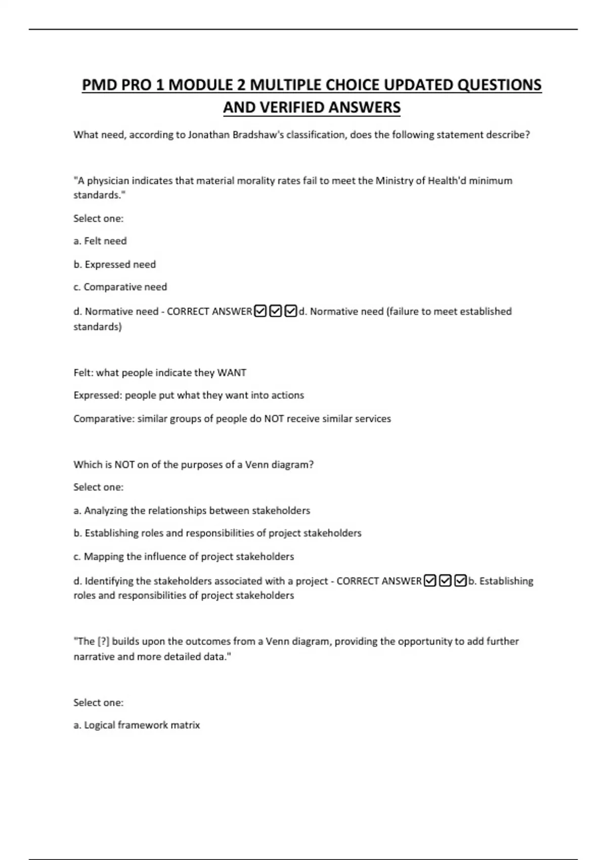 PMD PRO 1 MODULE 2 MULTIPLE CHOICE UPDATED QUESTIONS AND VERIFIED ANSWERS - PMD PRO - Stuvia US