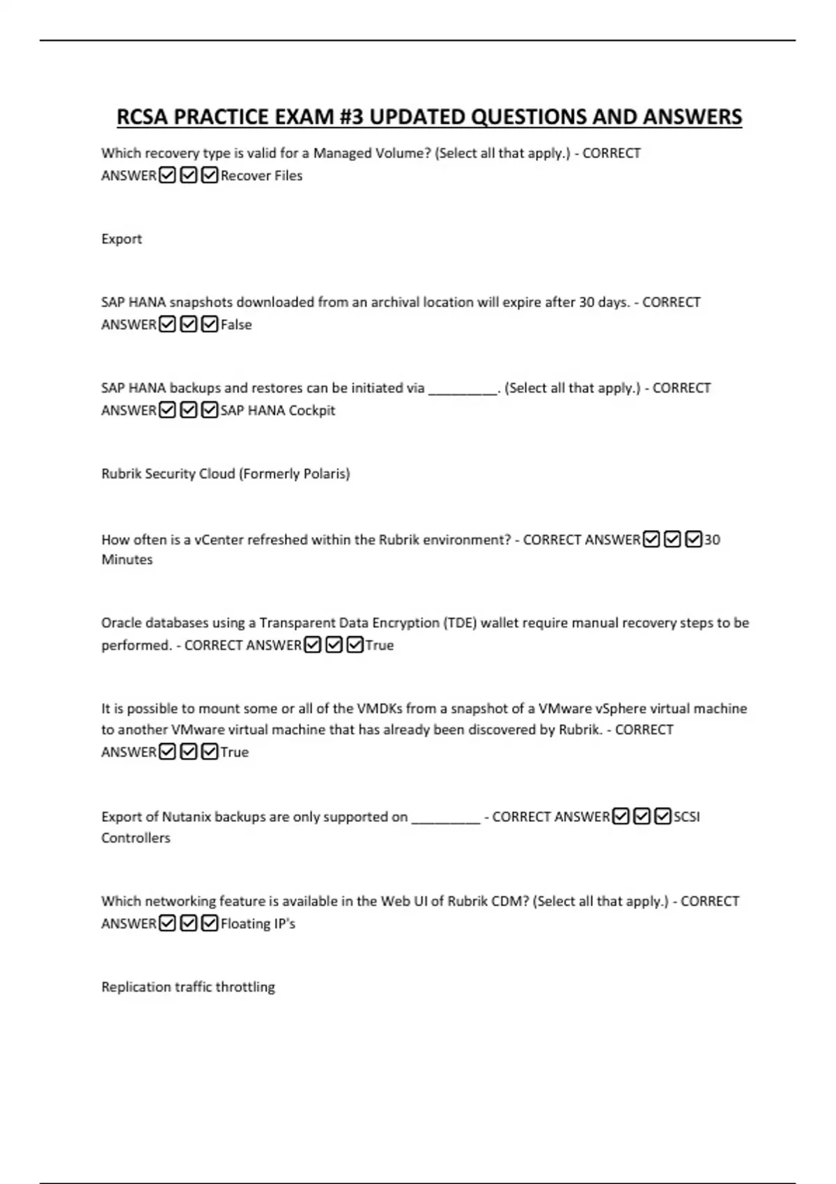 RCSA PRACTICE EXAM -3 UPDATED QUESTIONS AND ANSWERS - RCSA - Stuvia US