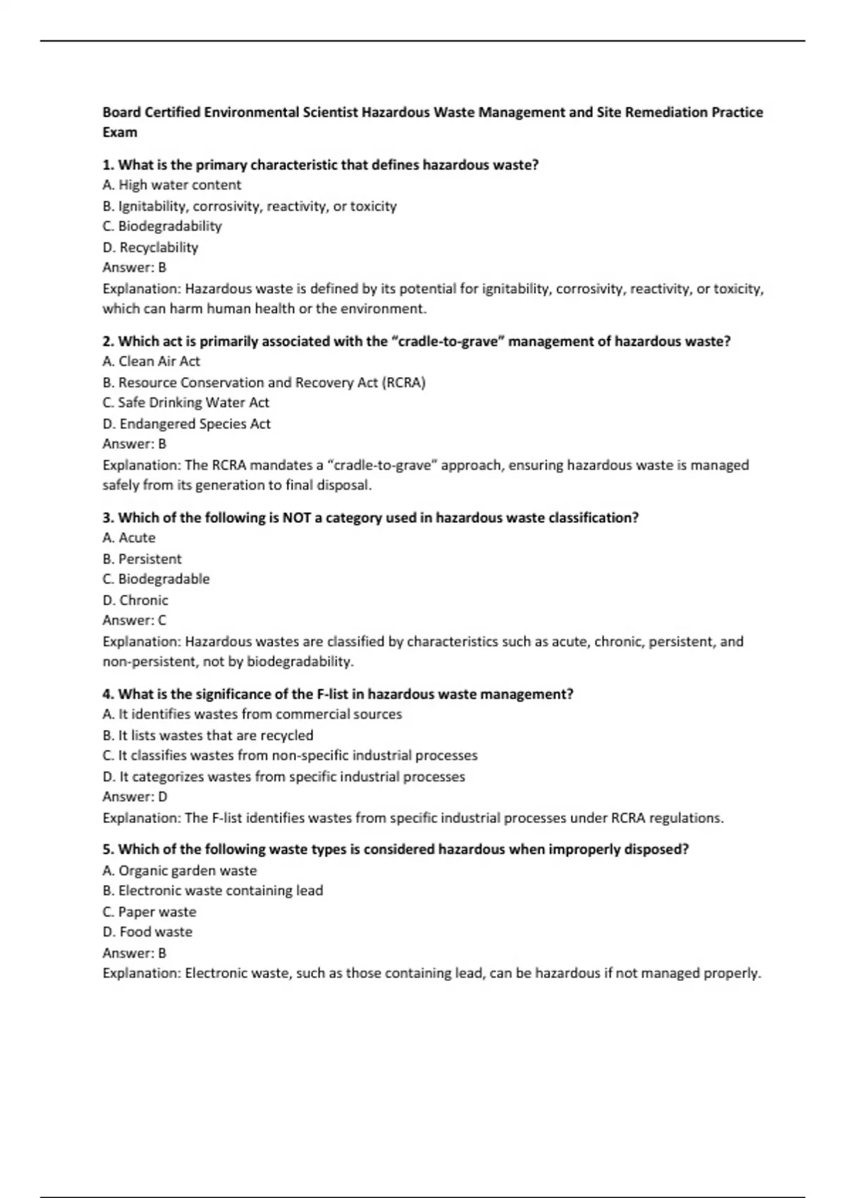 Board Certified Environmental Scientist Hazardous Waste Management and ...