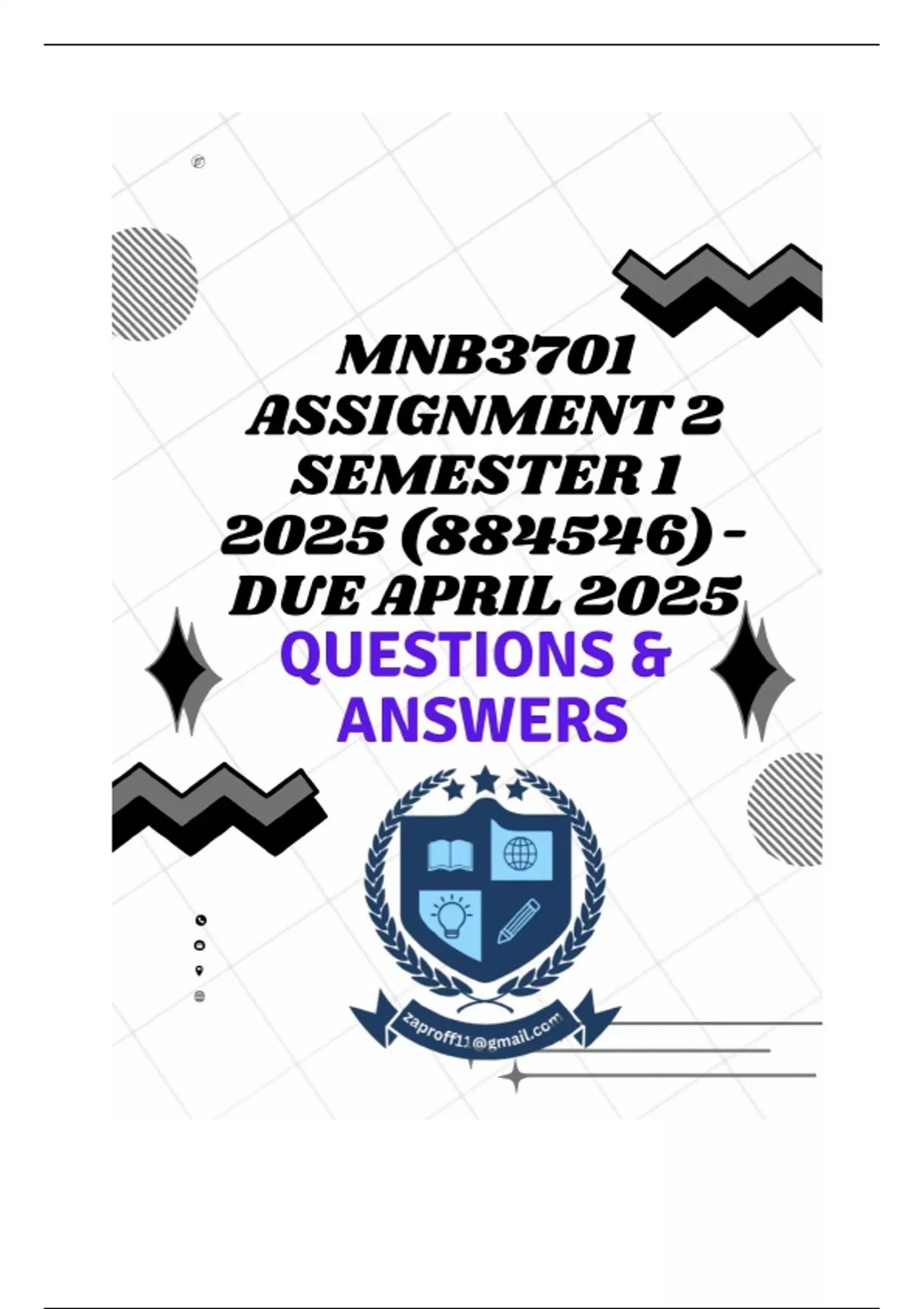 MNB3701 Assignment 2 Semester 1 2025 (884546)- DUE April 2025 - Global ...
