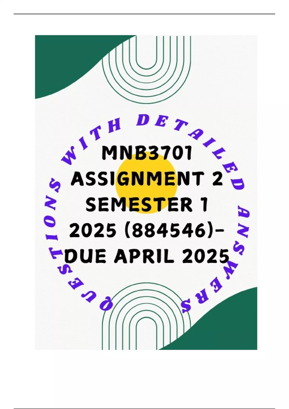 MNB3701 Assignment 2 Semester 1 2025 (884546)- DUE April 2025 - Global ...