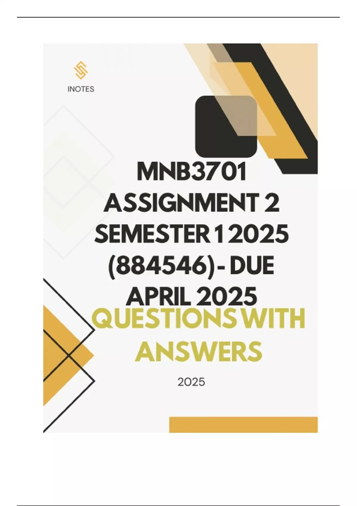 MNB3701 Assignment 2 Semester 1 2025 (884546)- DUE April 2025 - Global ...