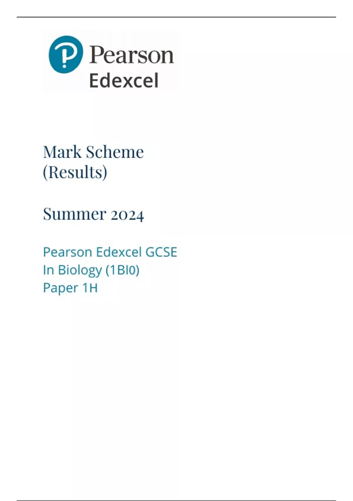 [Verified] May 2024 Edexcel GCSE Higher-Tier Biology Past Paper 1 Mark ...
