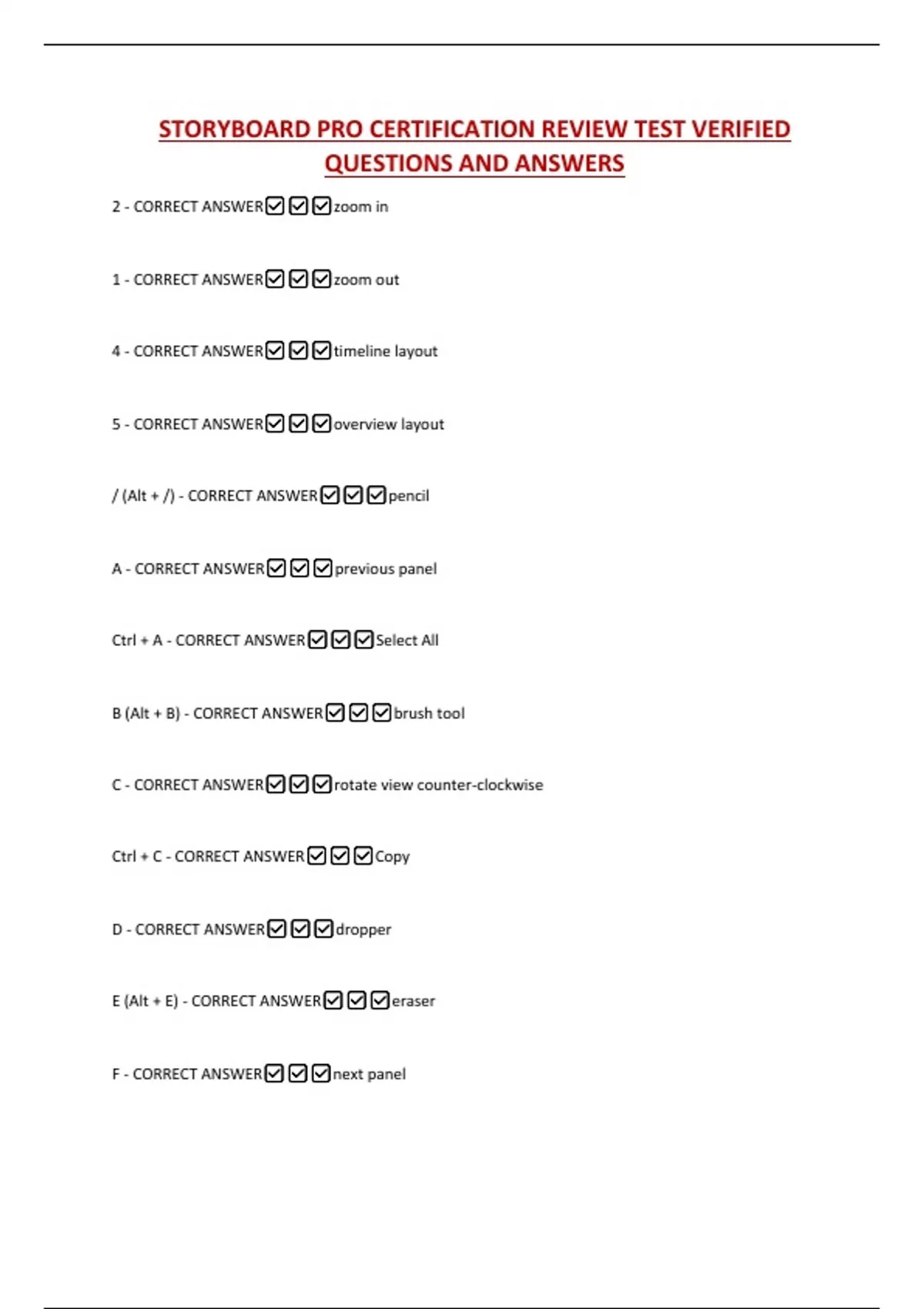 STORYBOARD PRO CERTIFICATION REVIEW TEST VERIFIED QUESTIONS AND ANSWERS ...