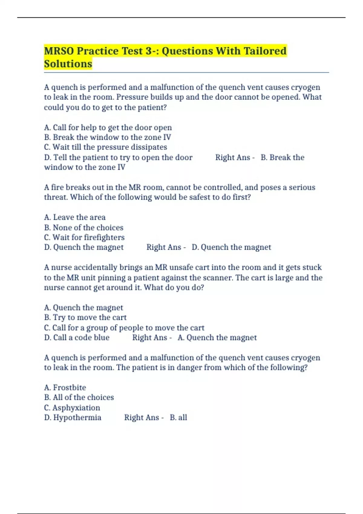 MRSO Practice Test 3-: Questions With Tailored Solutions - MRSO - Stuvia US