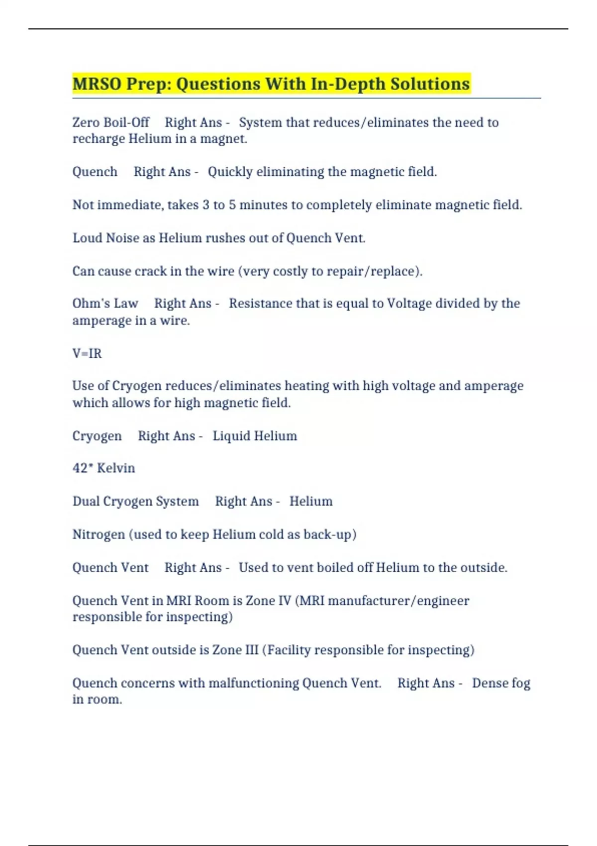 MRSO Prep: Questions With In-Depth Solutions - MRSO - Stuvia US