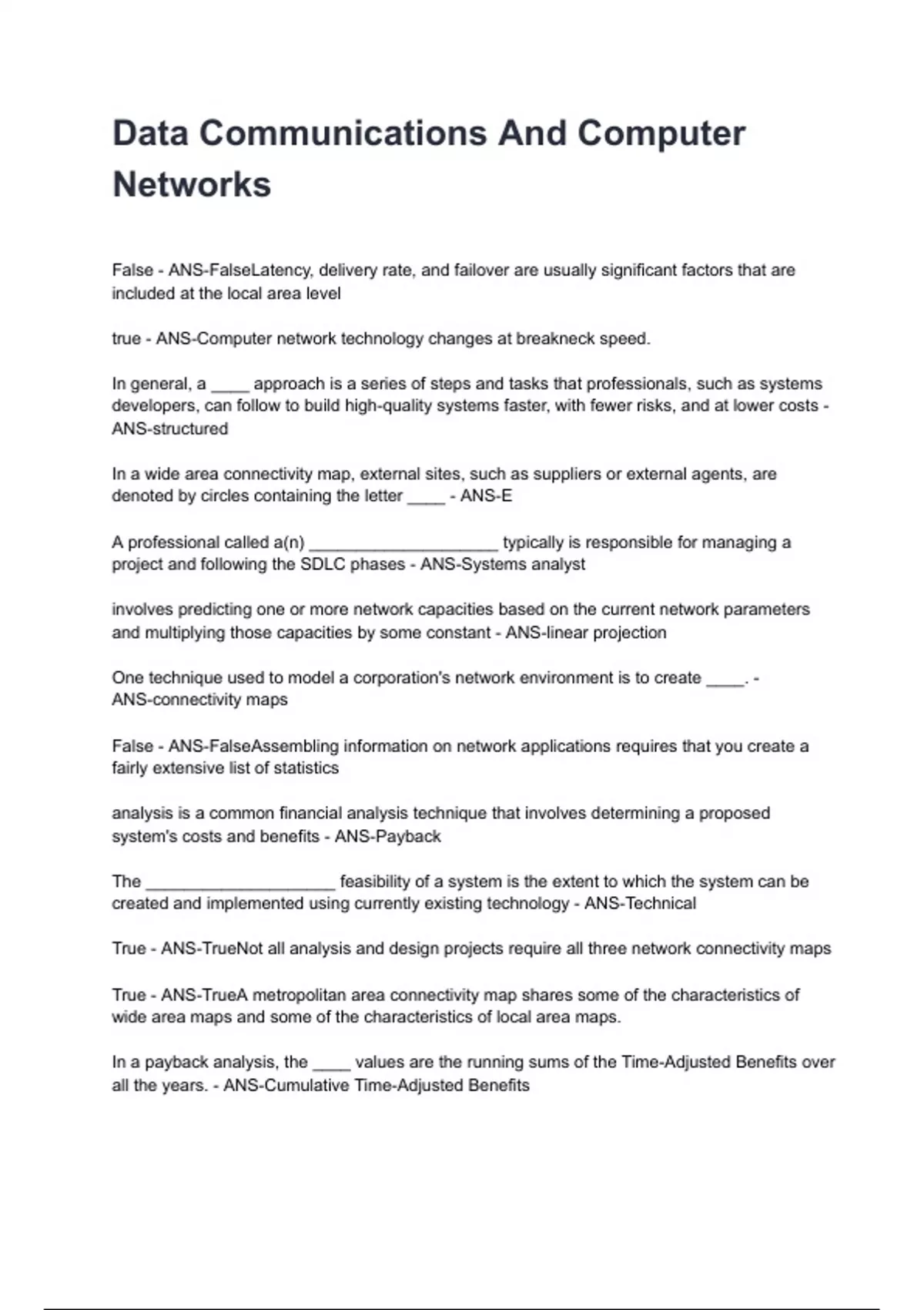 Data Communications And Computer Networks Question and answers graded A+ 2025/2026 ...