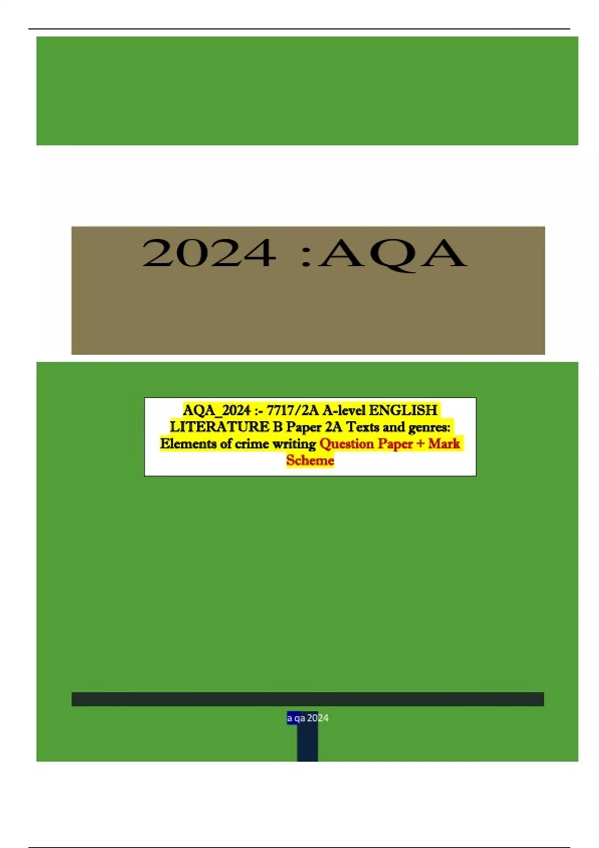 AQA_2024 :- 7717/2A A-level ENGLISH LITERATURE B Paper 2A Texts and ...