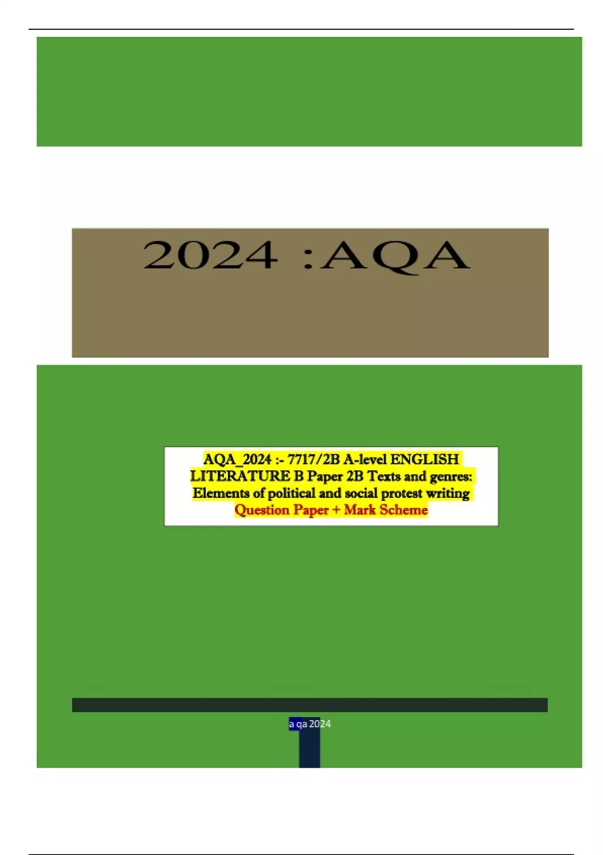 AQA_2024 :- 7717/2B A-level ENGLISH LITERATURE B Paper 2B Texts and ...