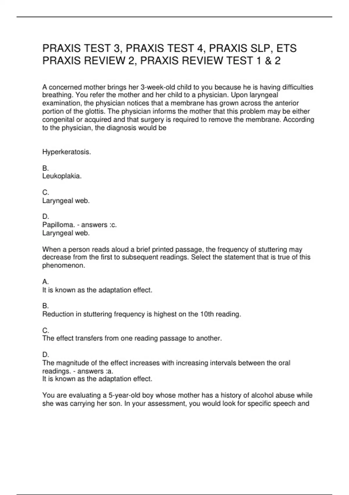 PRAXIS TEST 3, PRAXIS TEST 4, PRAXIS SLP, ETS PRAXIS REVIEW 2, PRAXIS ...