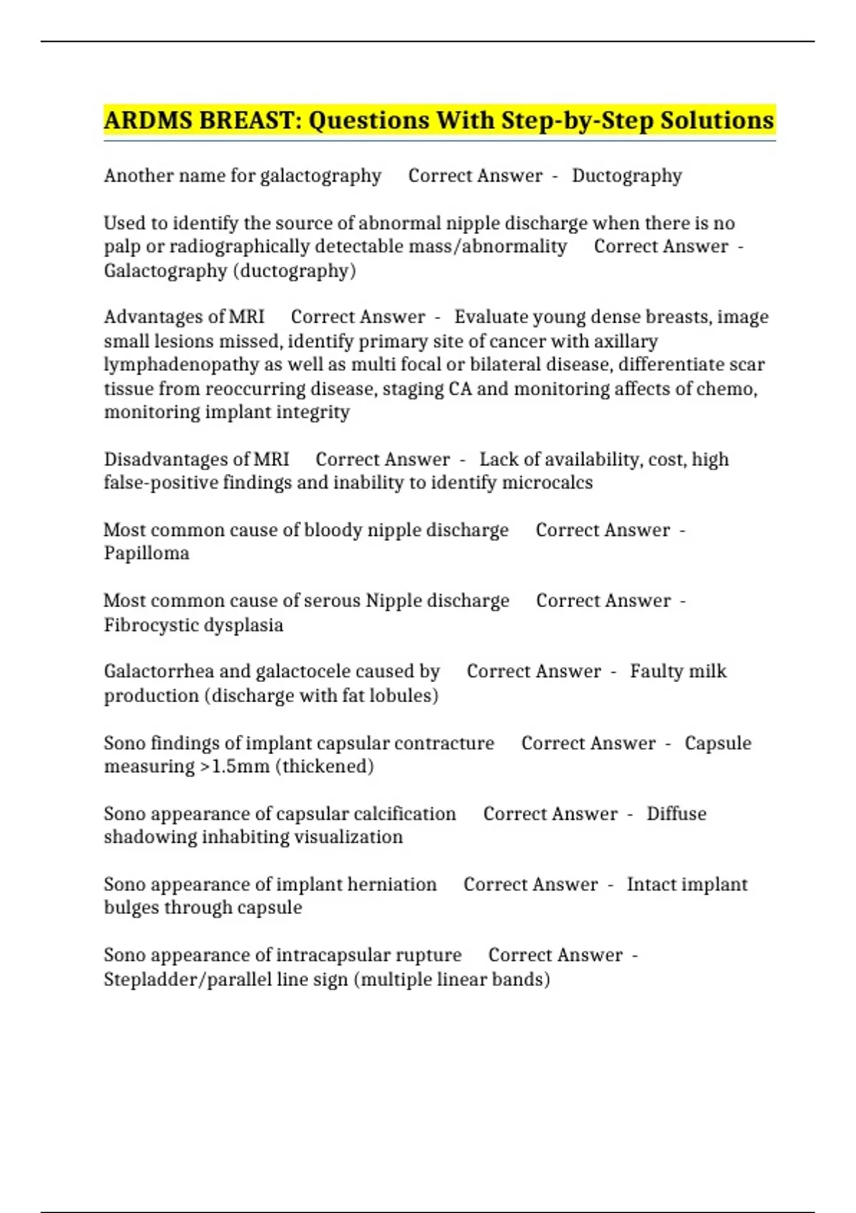 ARDMS BREAST: Questions With Step-by-Step Solutions - ARDMS Breast ...