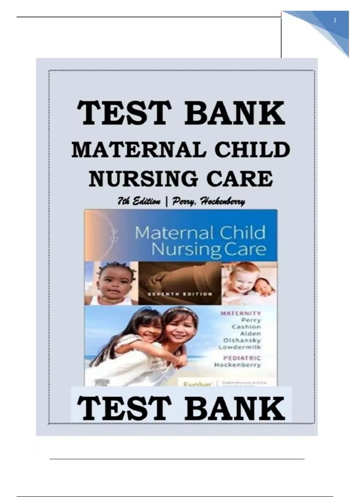 TEST BANK FOR MATERNAL CHILD NURSING CARE 7TH EDITION BY SHANNON E ...