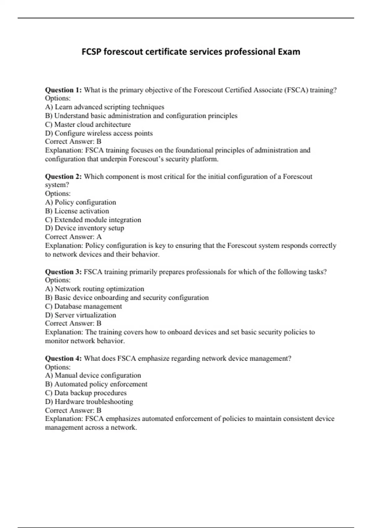 FCSP Forescout Certificate Services Professional Exam - Computer Tech ...