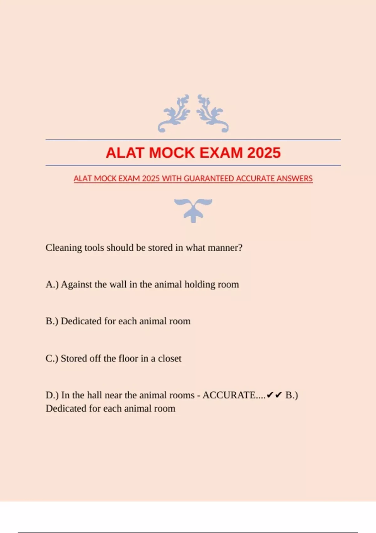 ALAT MOCK EXAM 2025 WITH GUARANTEED ACCURATE ANSWERS - ALAT MOCK ...