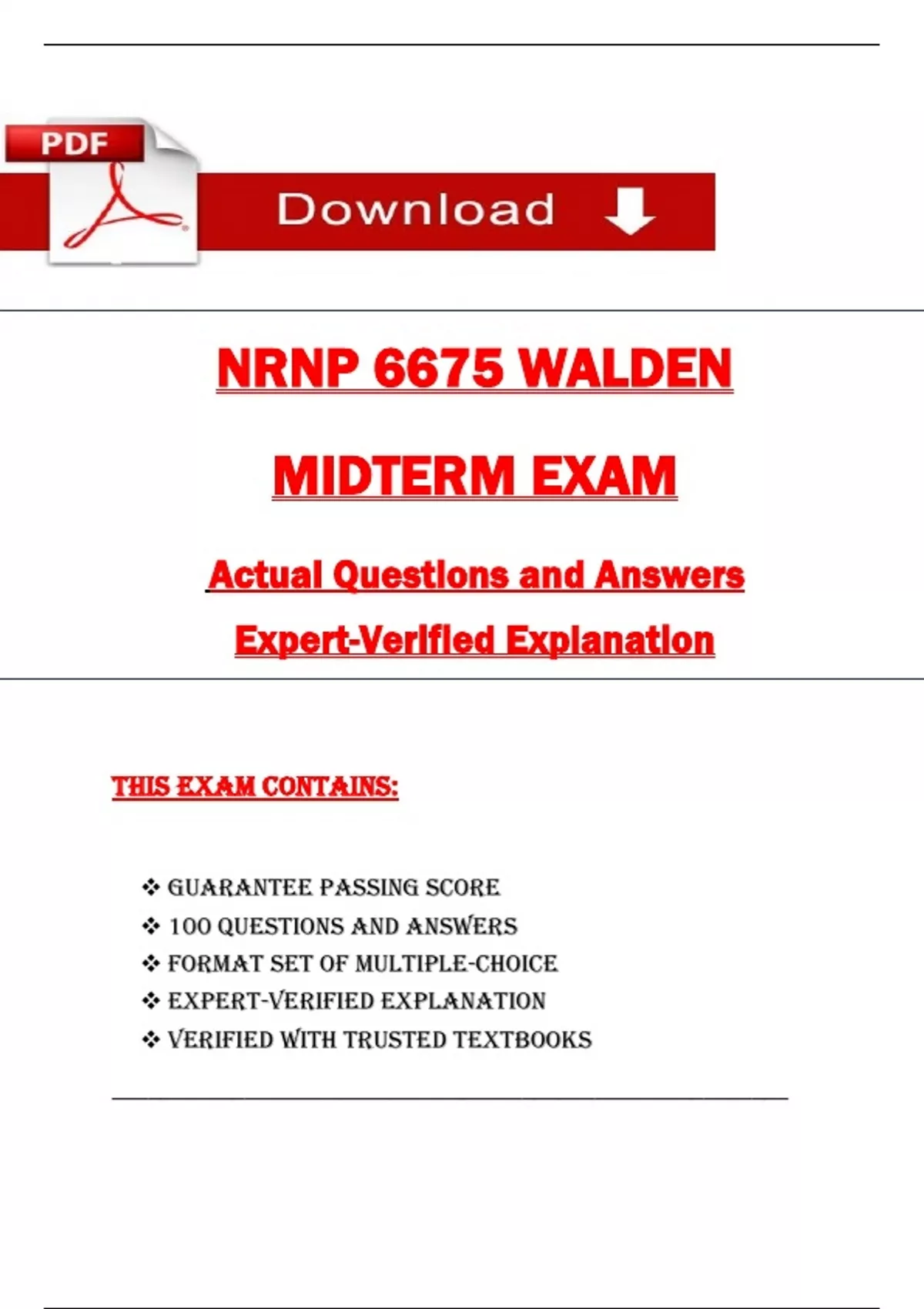 NRNP 6675 Midterm Exam (Latest 2025 / 2026) Qs and Ans with Explanation ...