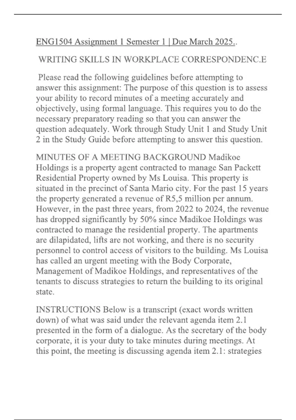 ENG1504 Assignment 1 (COMPLETE ANSWERS) Semester 1 2025 - DUE March ...