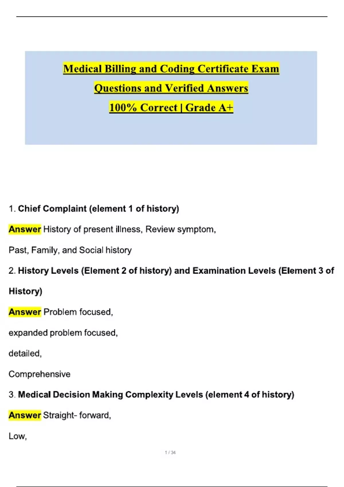 Medical Billing and Coding Certificate Exam (Latest 2025 / 2026 Update ...