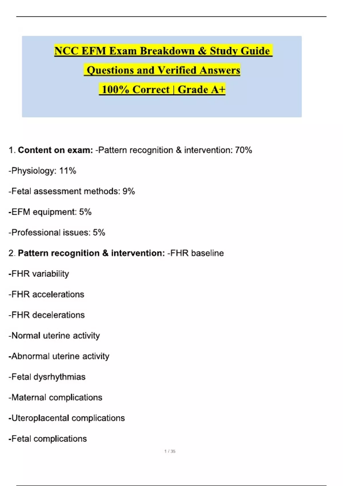 NCC EFM Exam Breakdown & Study Guide (Latest 2025 / 2026 Update ...