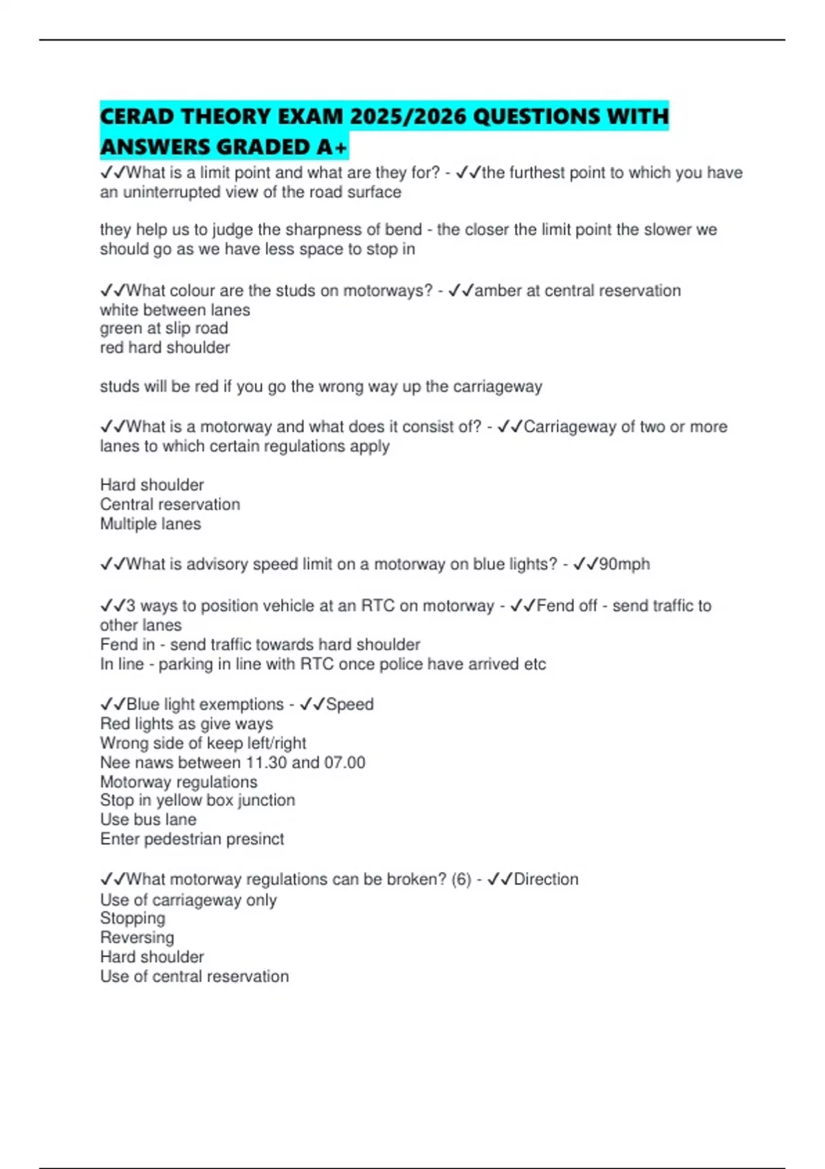 CERAD THEORY EXAM 2025/2026 QUESTIONS WITH ANSWERS GRADED A+ - CERAD ...