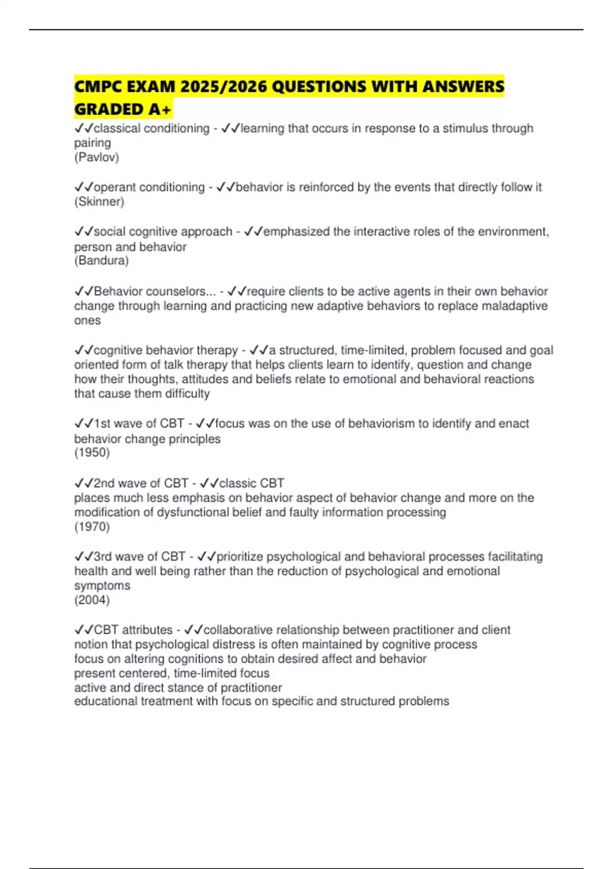 CMPC EXAM 2025/2026 QUESTIONS WITH ANSWERS GRADED A+ - CMPC - Stuvia US