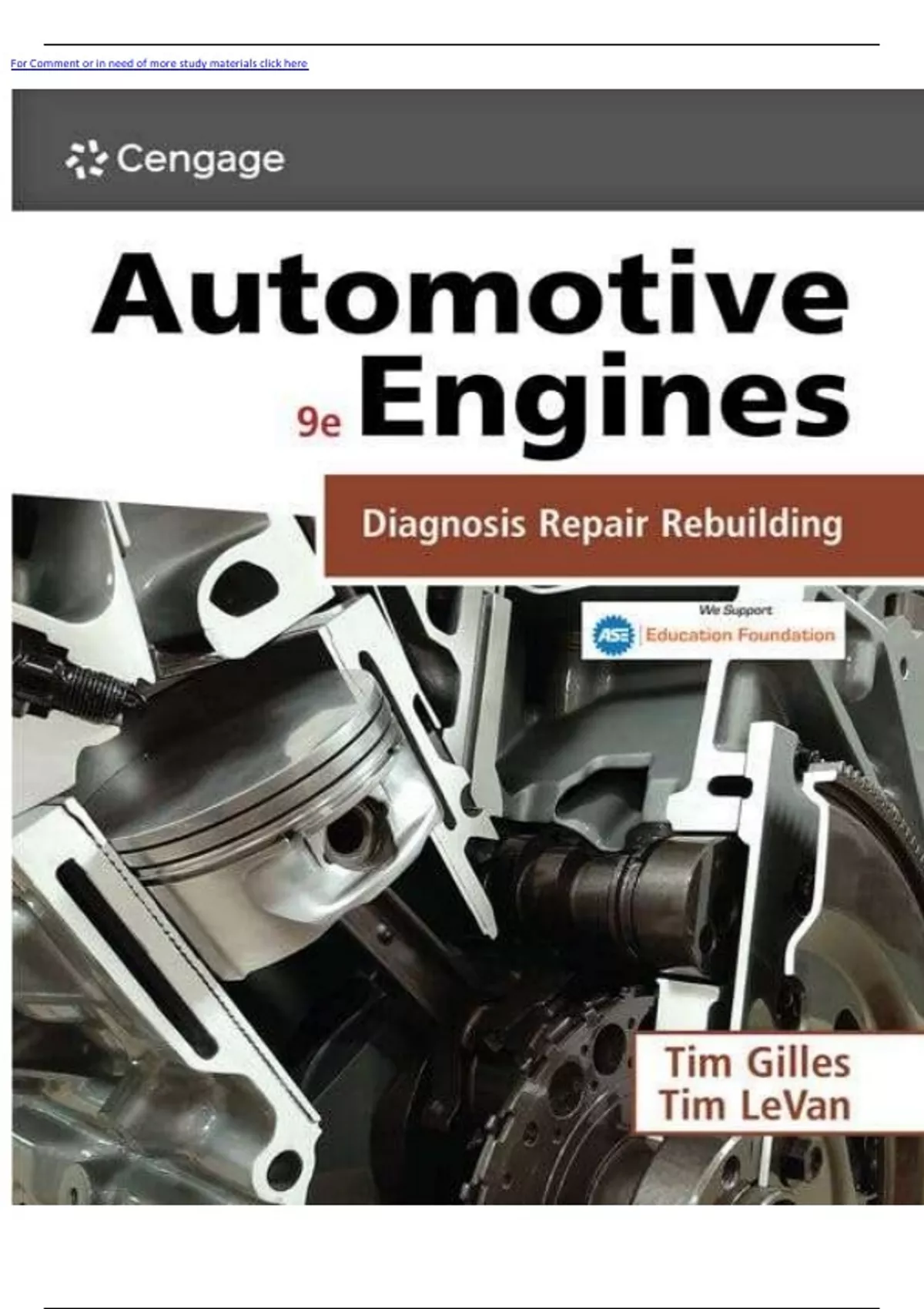 Solution Manual For Automotive Engines Diagnosis, Repair, and Rebuilding 9th Edition Tim Gilles ...