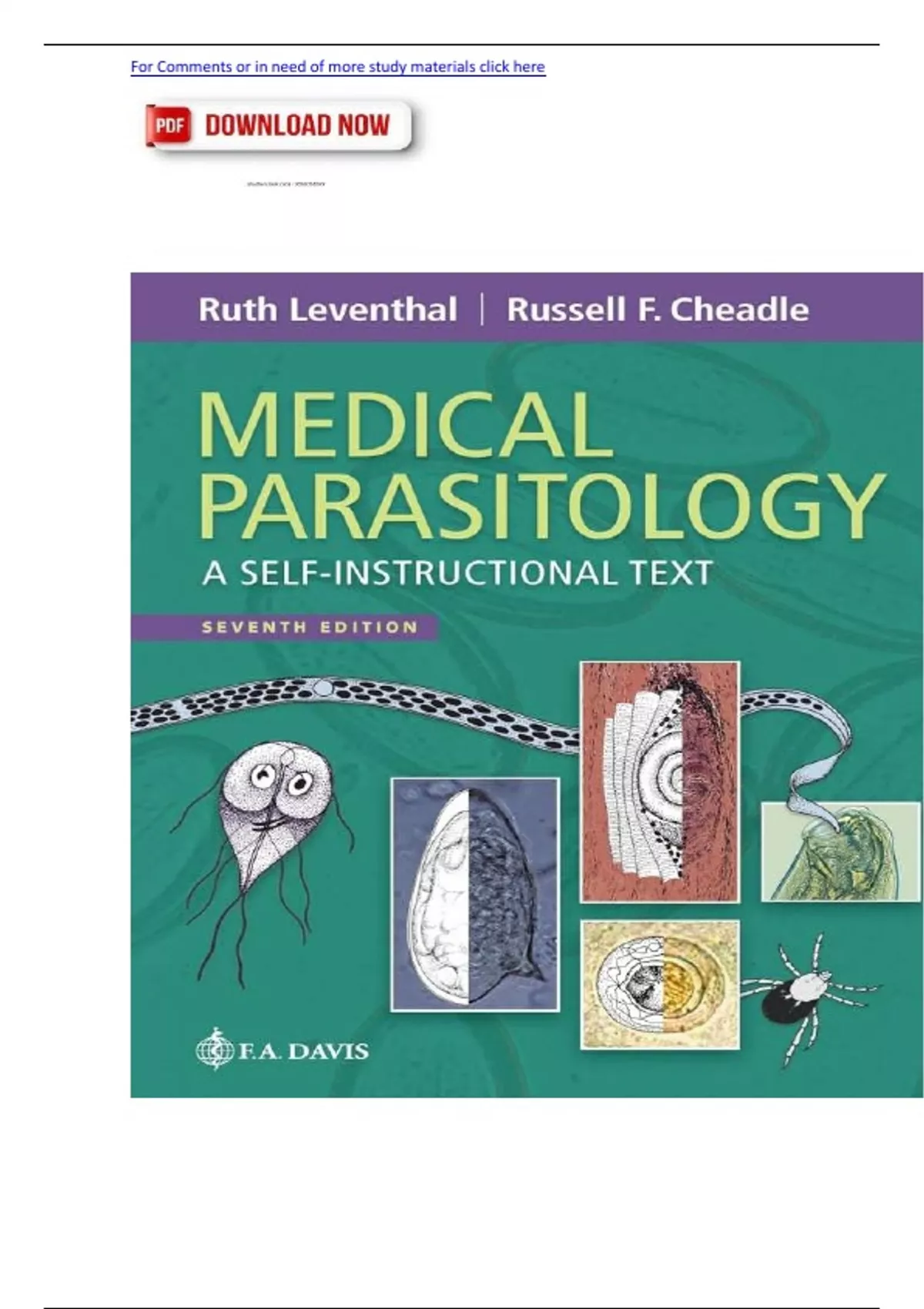 TEST BANK for Medical Parasitology: A Self-Instructional Text, 7th ...