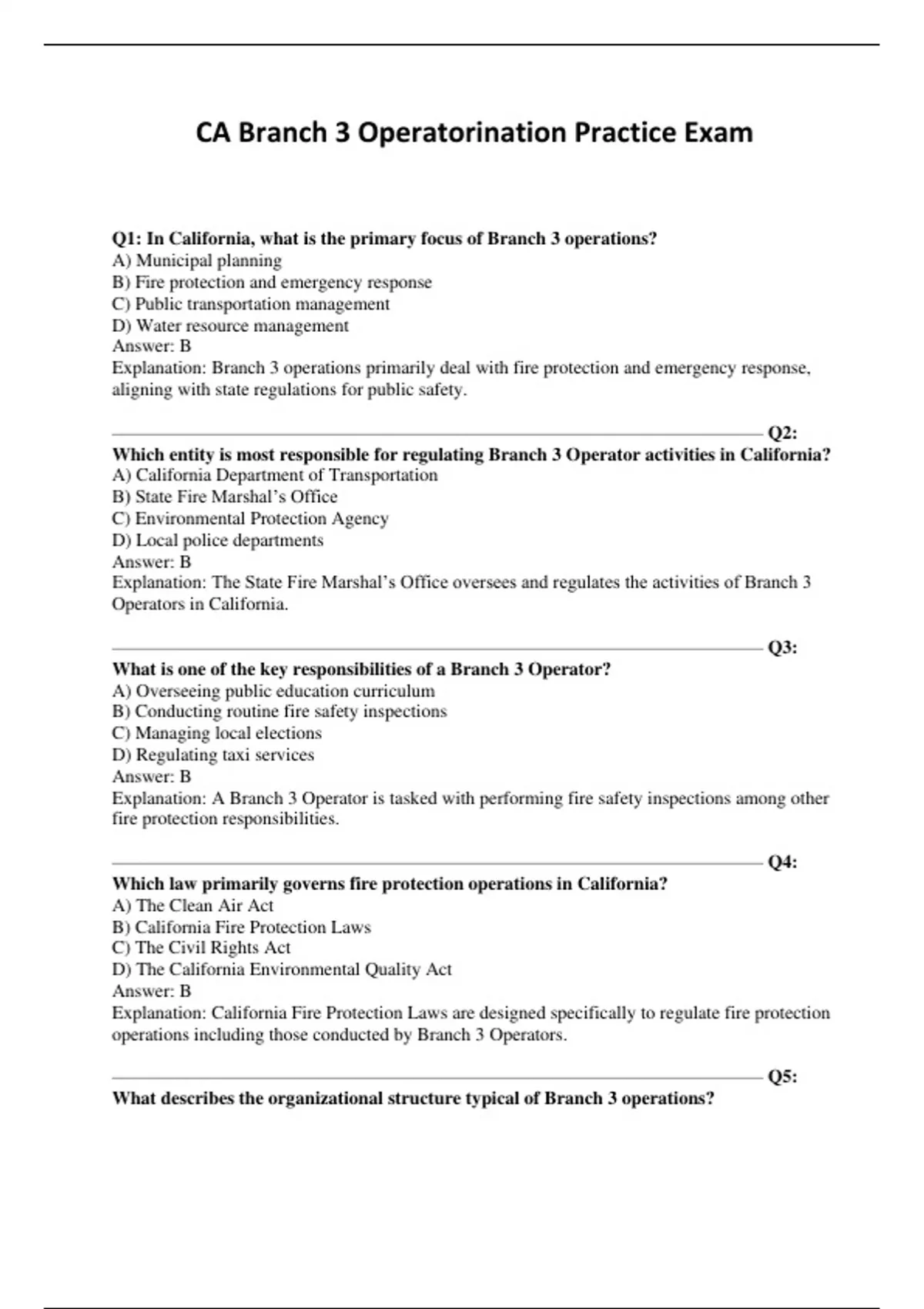 CA Branch 3 Operatorination Practice Exam - Computers - Stuvia US