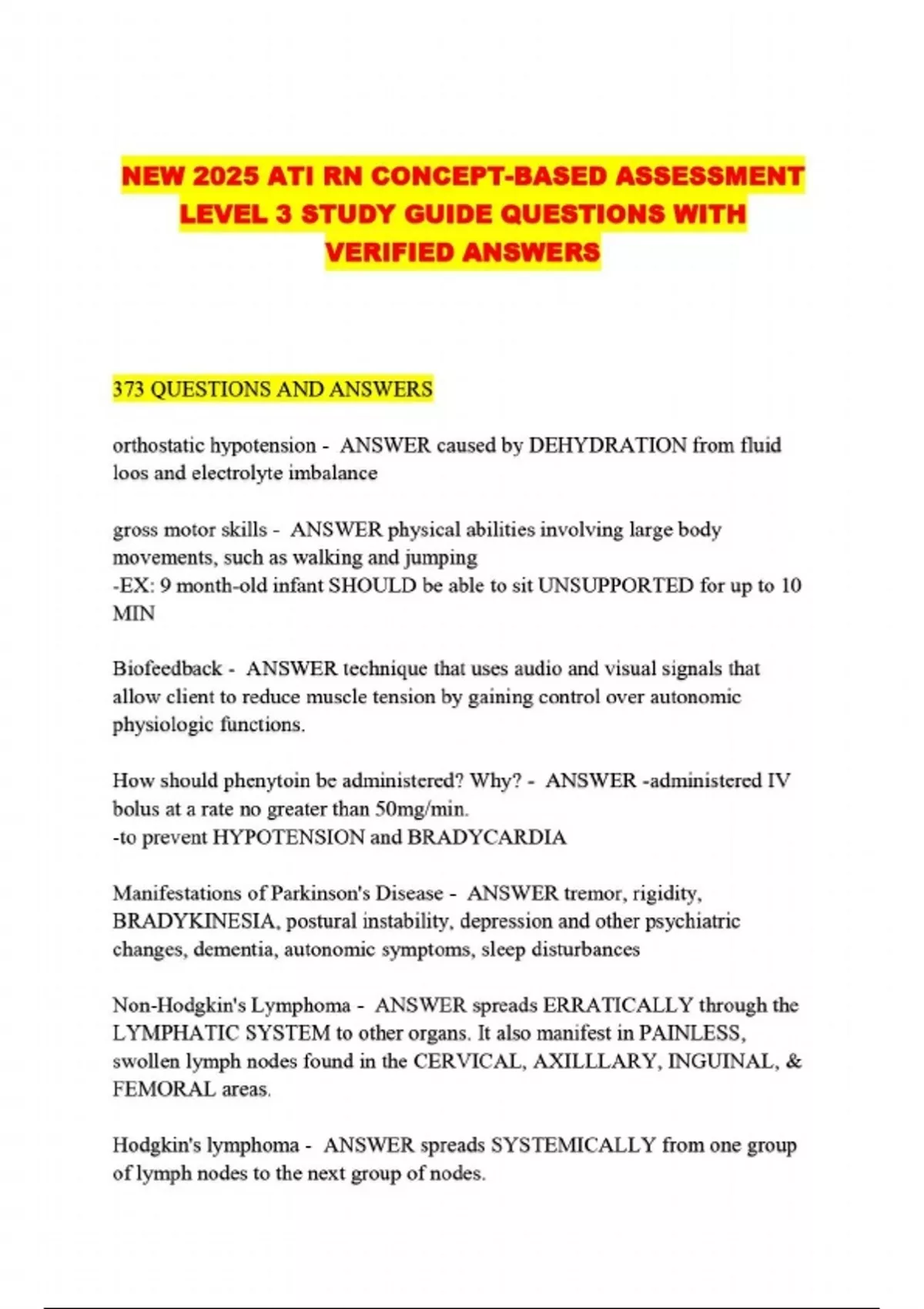 NEW 2025 ATI RN CONCEPT-BASED ASSESSMENT LEVEL 3 STUDY GUIDE QUESTIONS ...