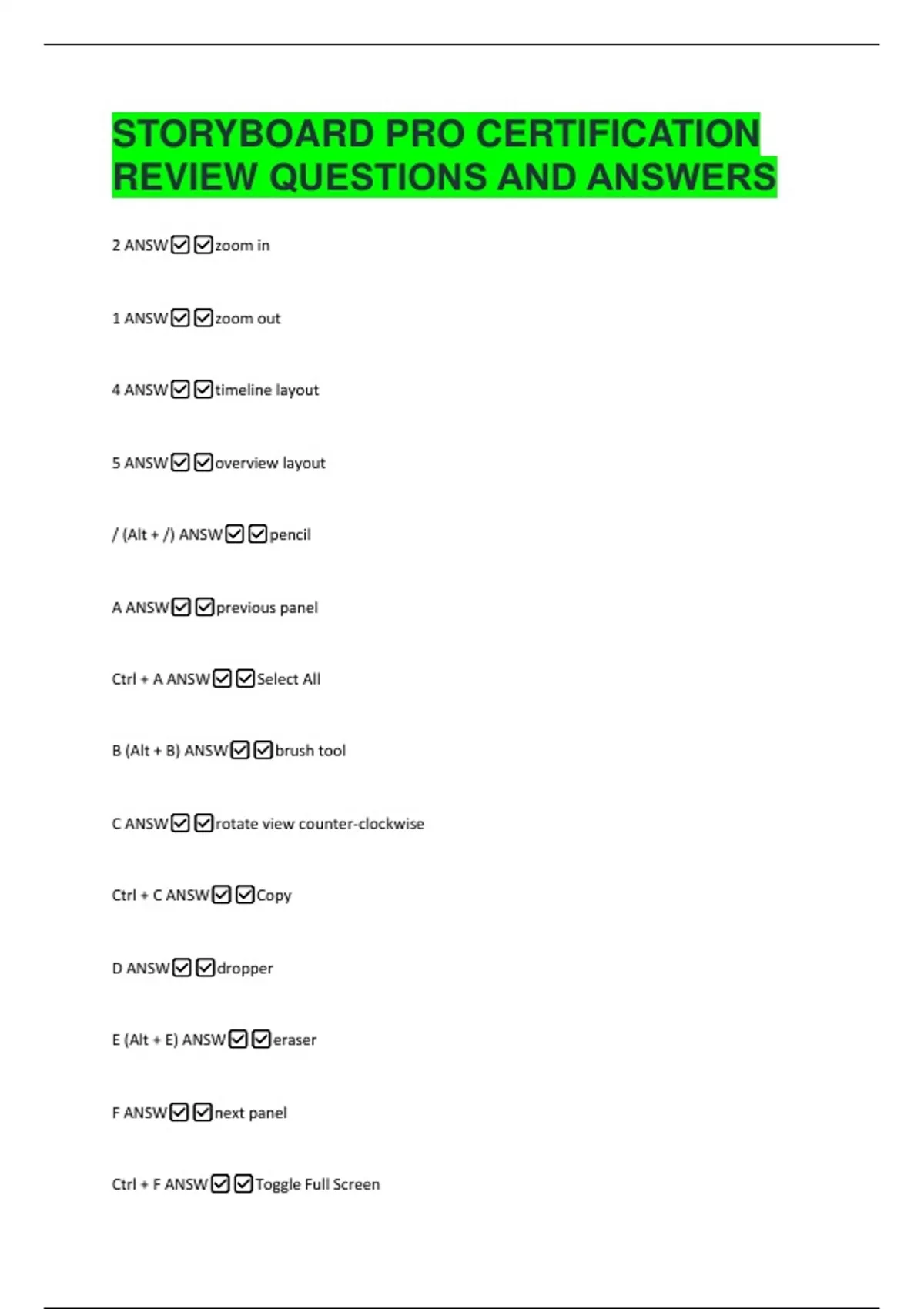 STORYBOARD PRO CERTIFICATION REVIEW QUESTIONS AND ANSWERS - STORYBOARD ...