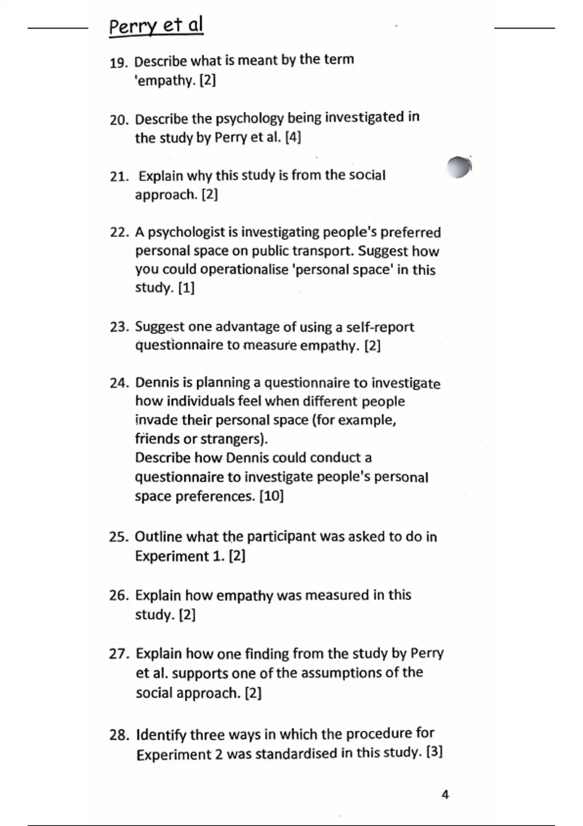 Perry et al questions for revision (AS & A level psychology) - CIE A ...