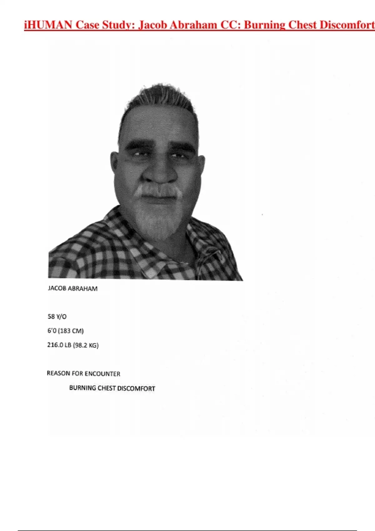 iHUMAN Case Study: Jacob Abraham CC: Burning Chest Discomfort 2025 ...