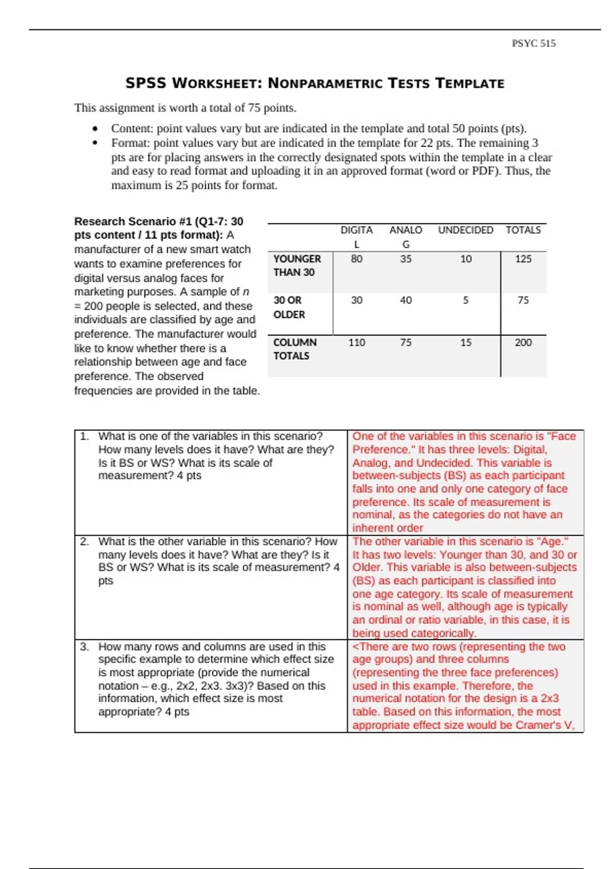 PSYC 515 SPSS WORKSHEET: NONPARAMETRIC TESTS TEMPLATE Liberty ...