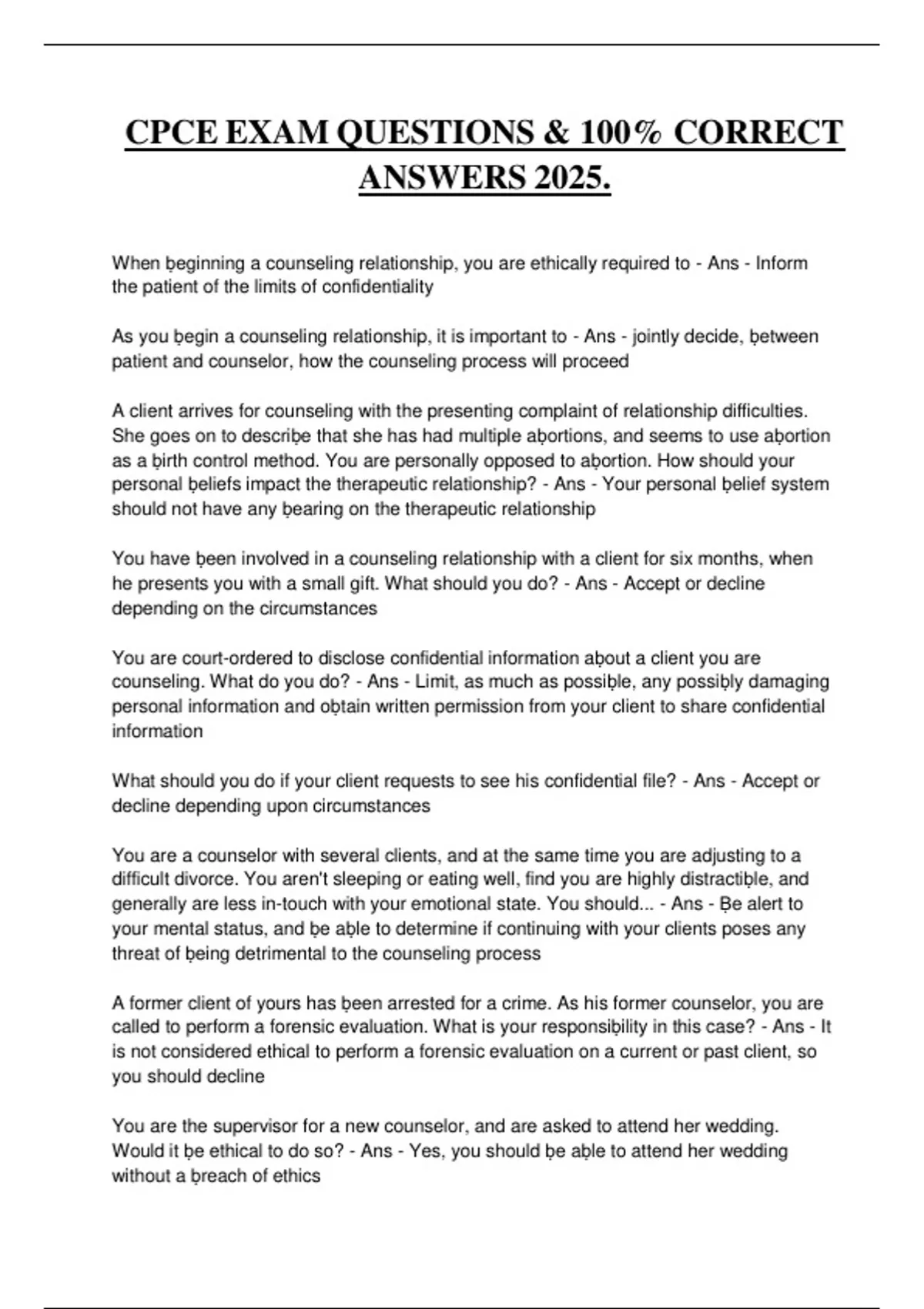 Cpce Exam Questions 100 Correct Answers 2025 Cpce Stuvia Us