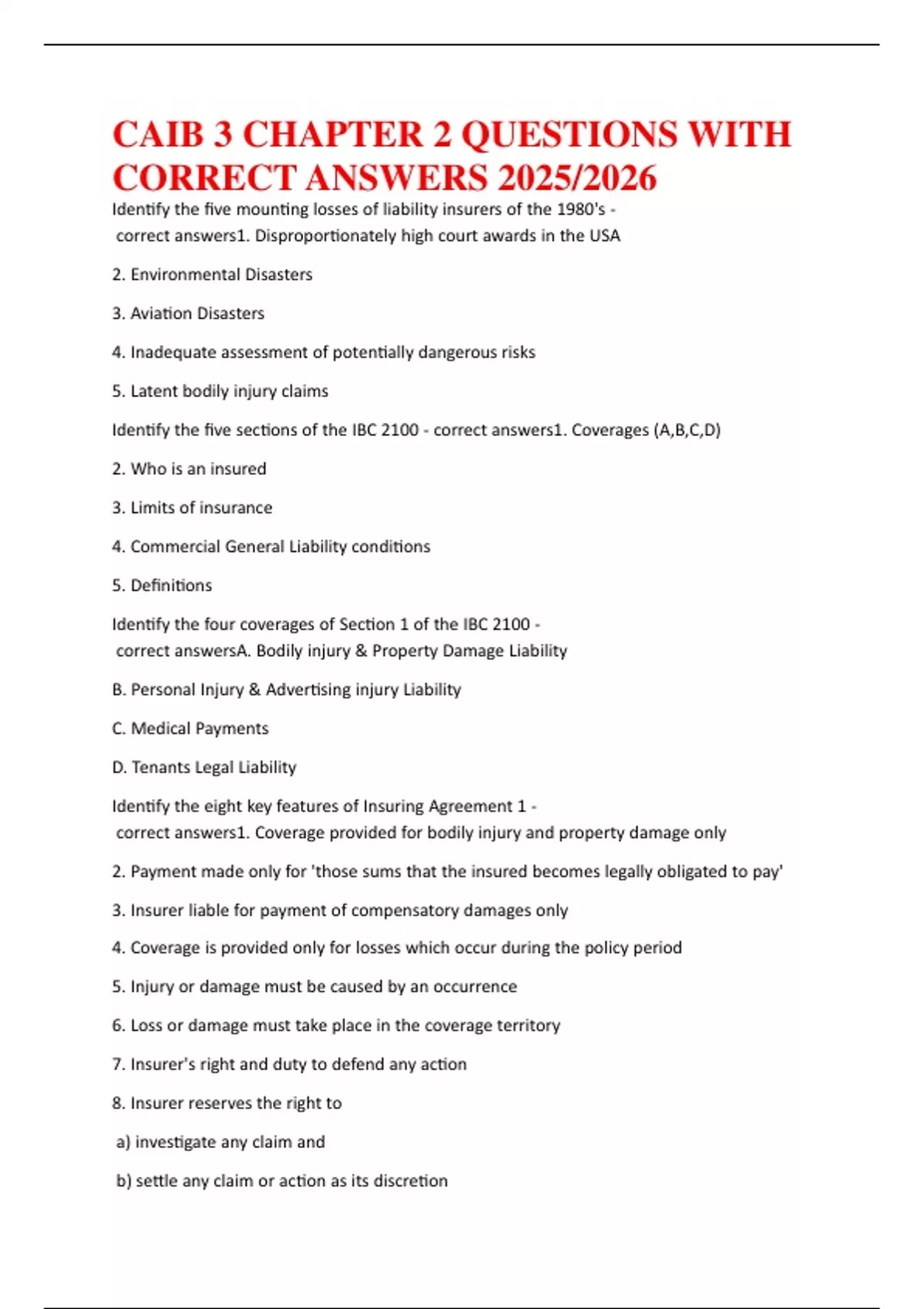 CAIB 3 CHAPTER 2 QUESTIONS WITH CORRECT ANSWERS 2025 - CAIB 3 - Stuvia US