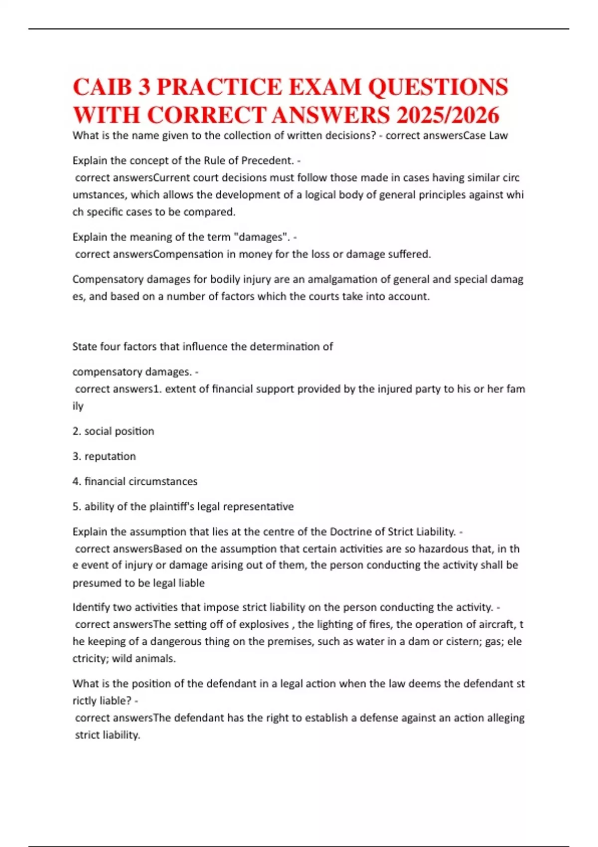 CAIB 3 PRACTICE EXAM QUESTIONS WITH CORRECT ANSWERS 2025 - CAIB 3 ...