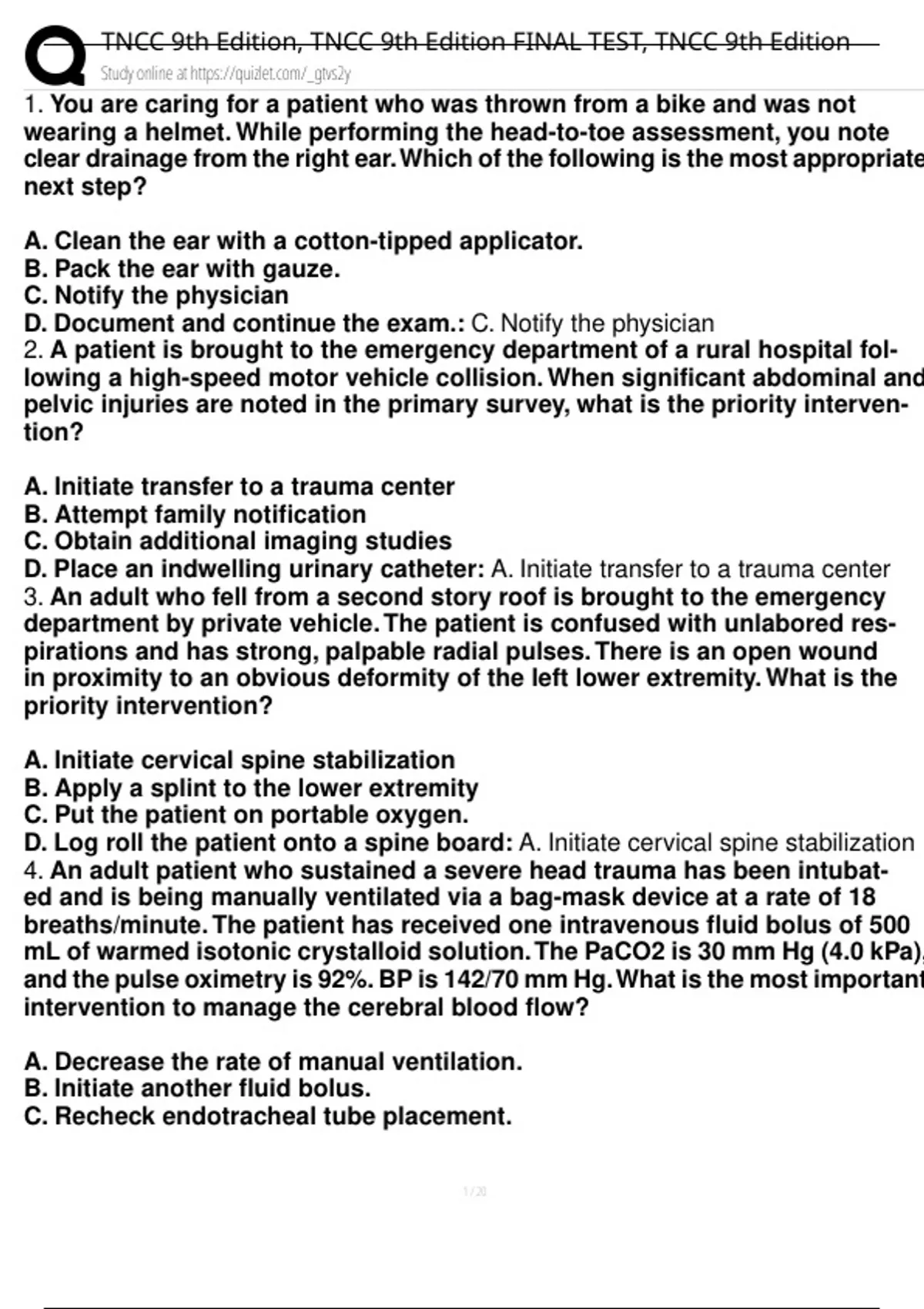 TNCC 9th Edition, TNCC 9th Edition FINAL TEST, TNCC 9th Edition - TNCC ...