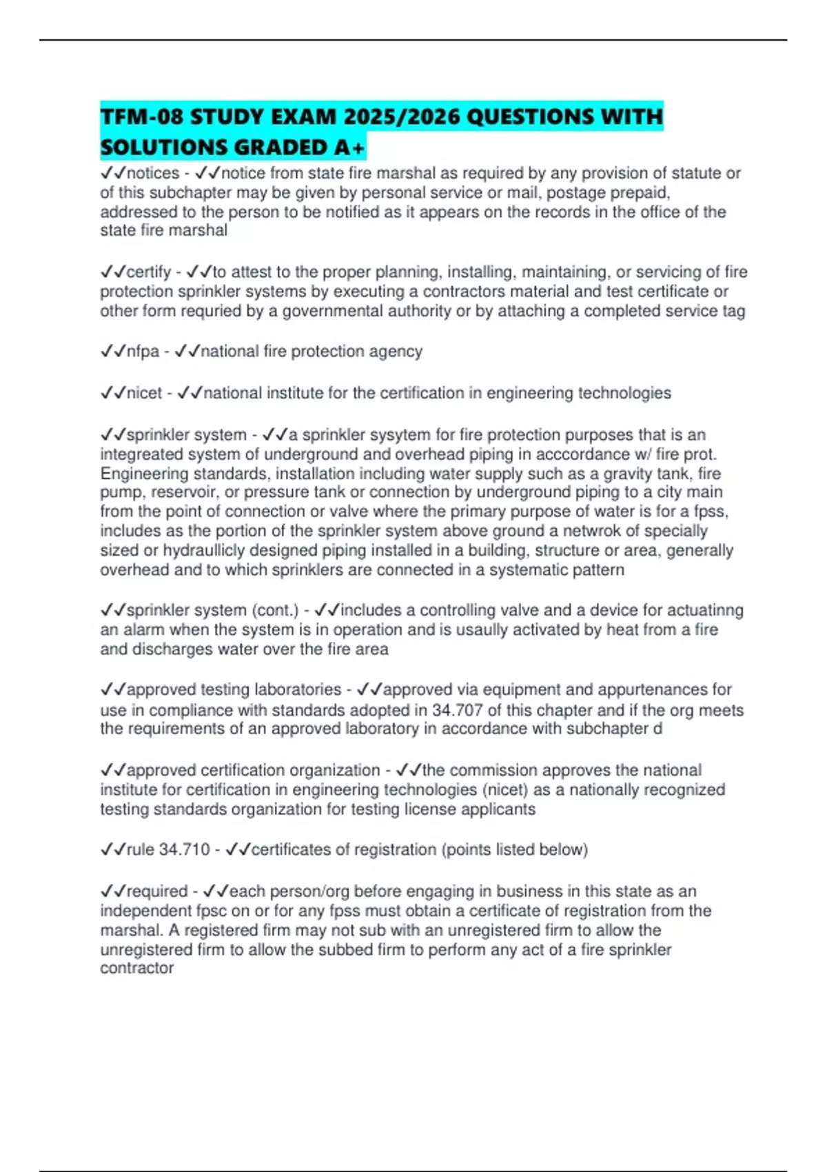 TFM-08 STUDY EXAM 2025/2026 QUESTIONS WITH SOLUTIONS GRADED A+ - Tfm ...