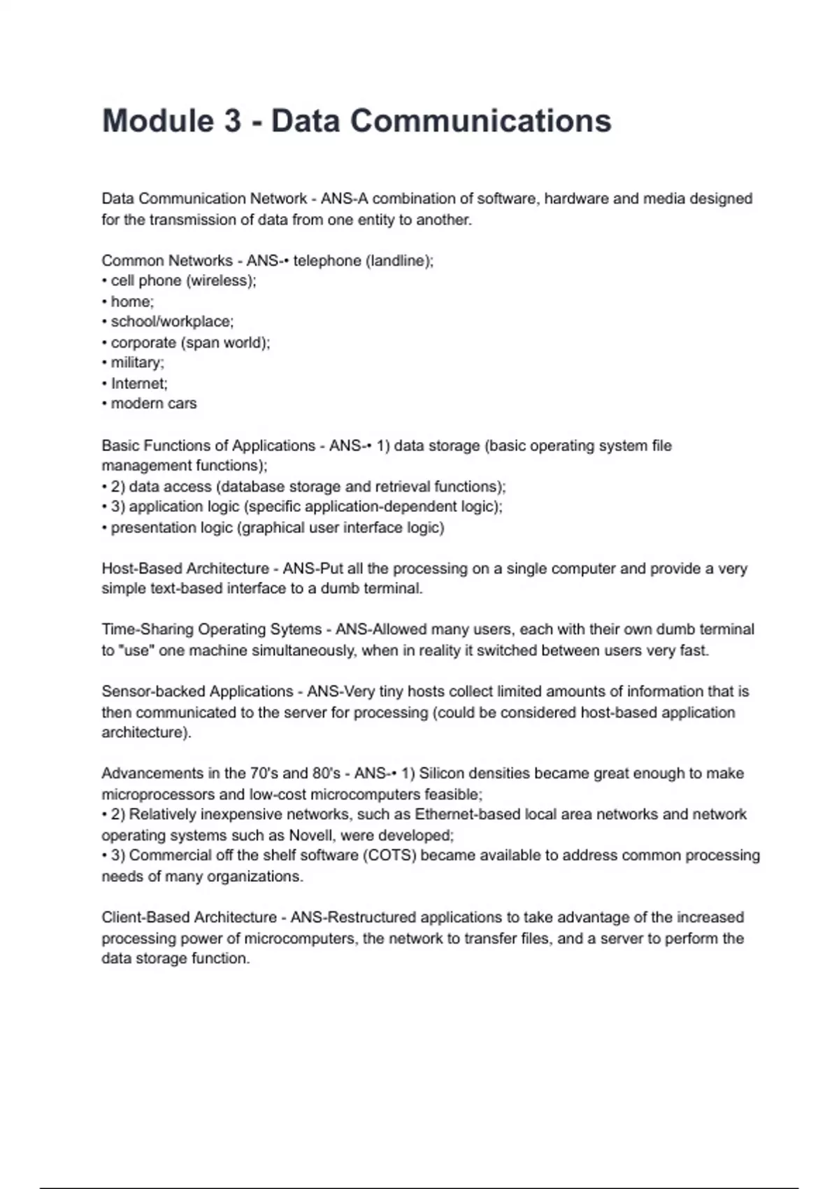 Module 3 - Data Communications questions and answers graded A+ 2025/2026 - Introduction to ...