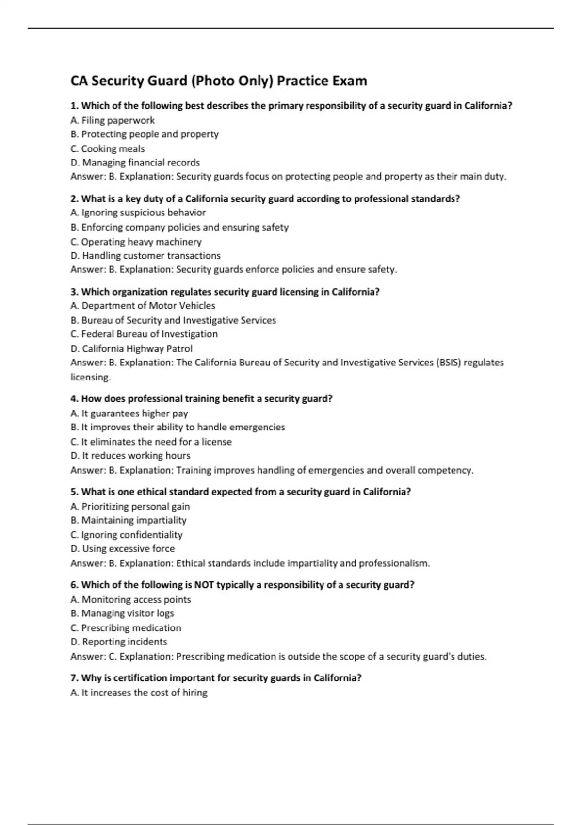 CA Security Guard (Photo Only) Practice Exam - Computers - Stuvia US