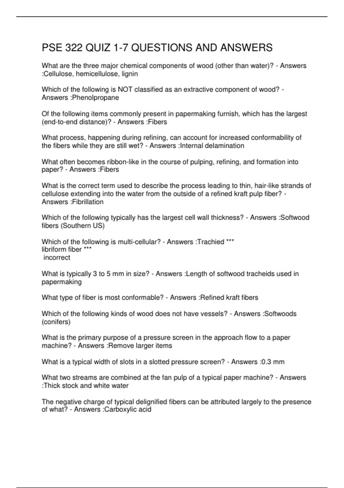 PSE 322 QUIZ 1-7 QUESTIONS AND ANSWERS - PSE 322 - Stuvia US