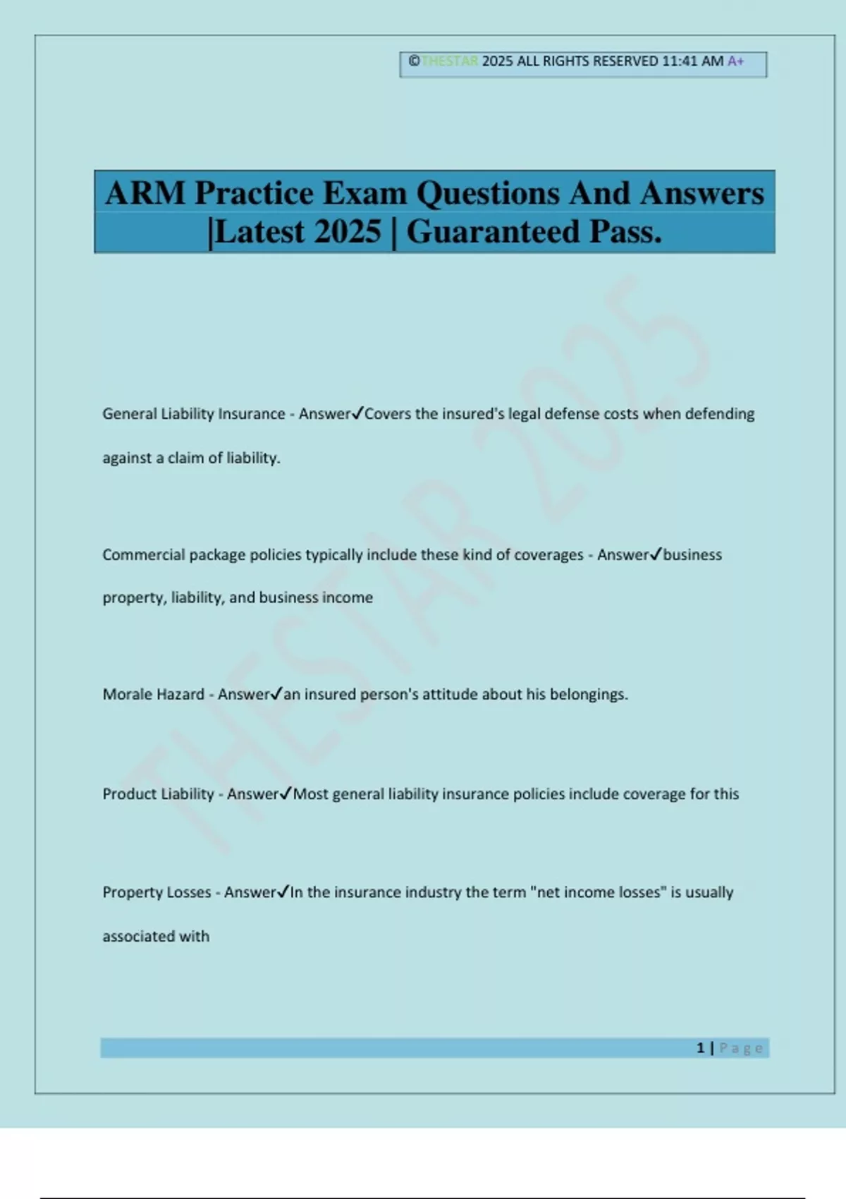 ARM Practice Exam Questions And Answers |Latest 2025 | Guaranteed Pass ...