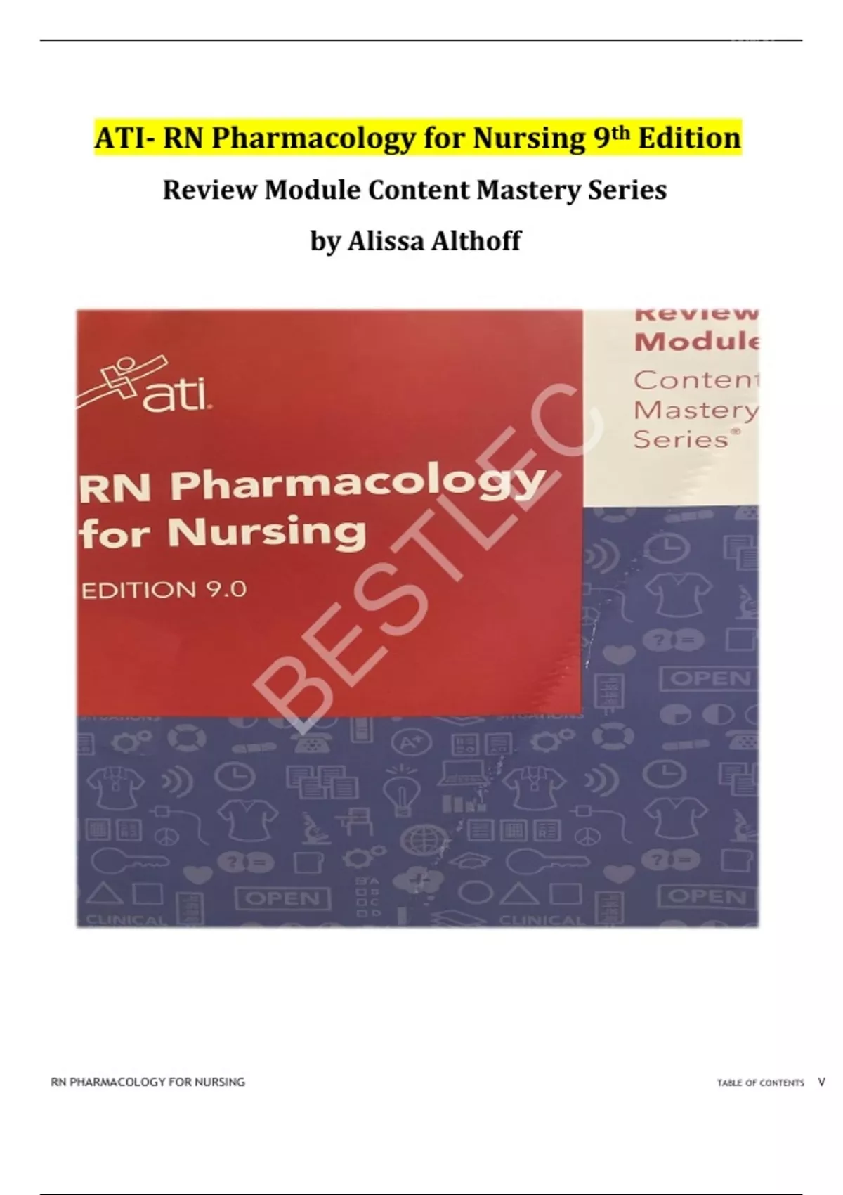 ATI- RN Pharmacology for Nursing 9th Edition Review Module Content Mastery Series by Alissa ...